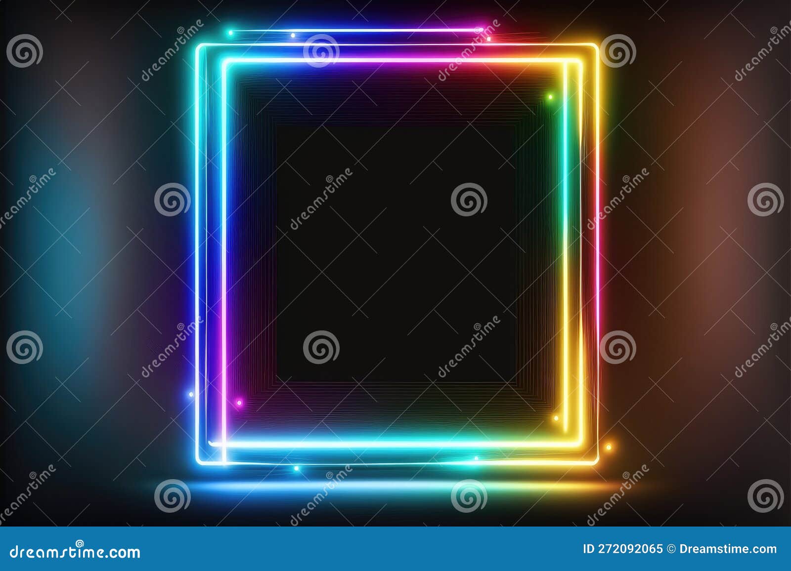 Abstract of Neon Square Shape Isolated on Space Background in Spotlight ...