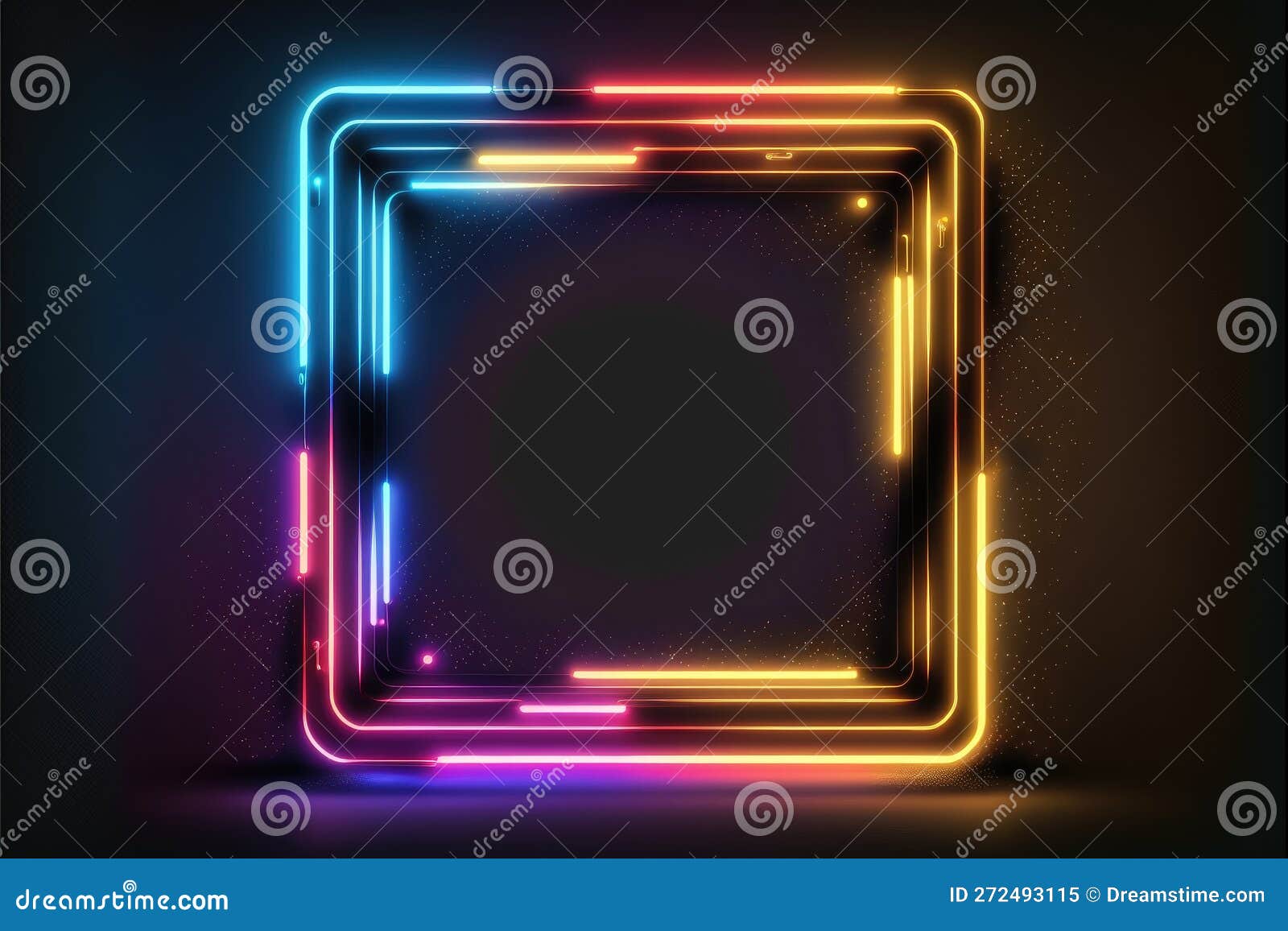 Abstract of Neon Square Shape Isolated on Space Background in Spotlight ...