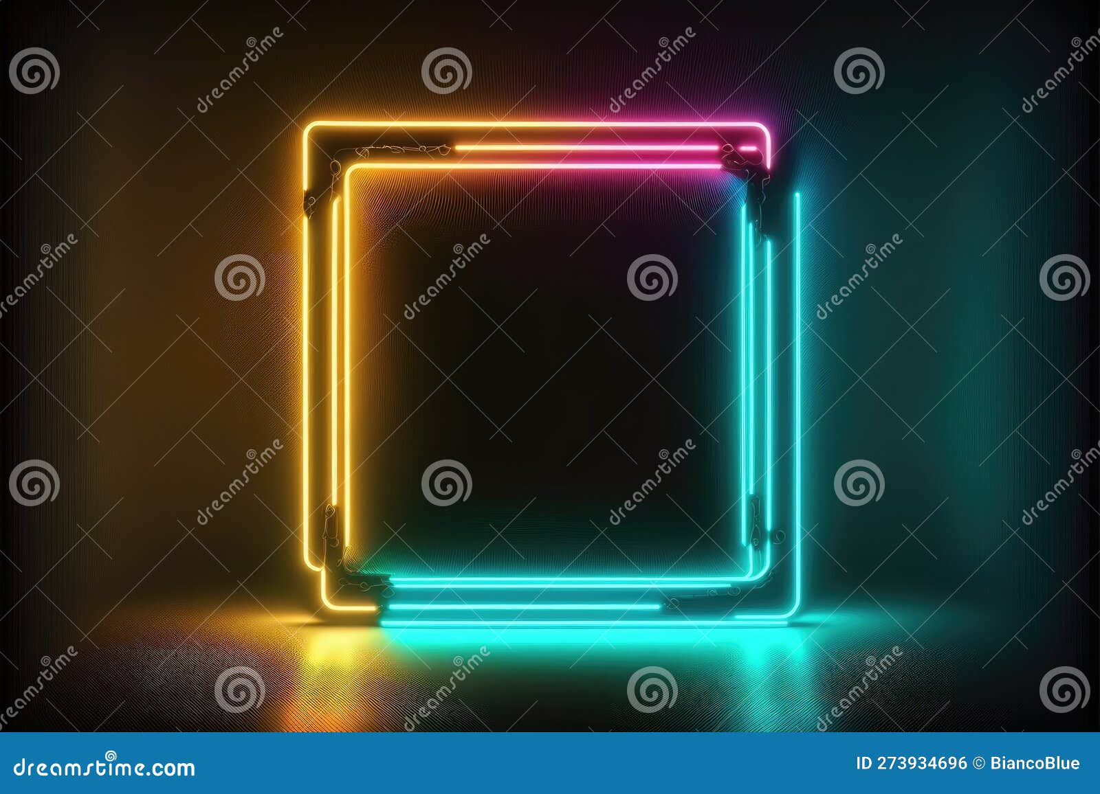 Abstract Of Neon Square Shape Isolated On Space Background In Spotlight ...