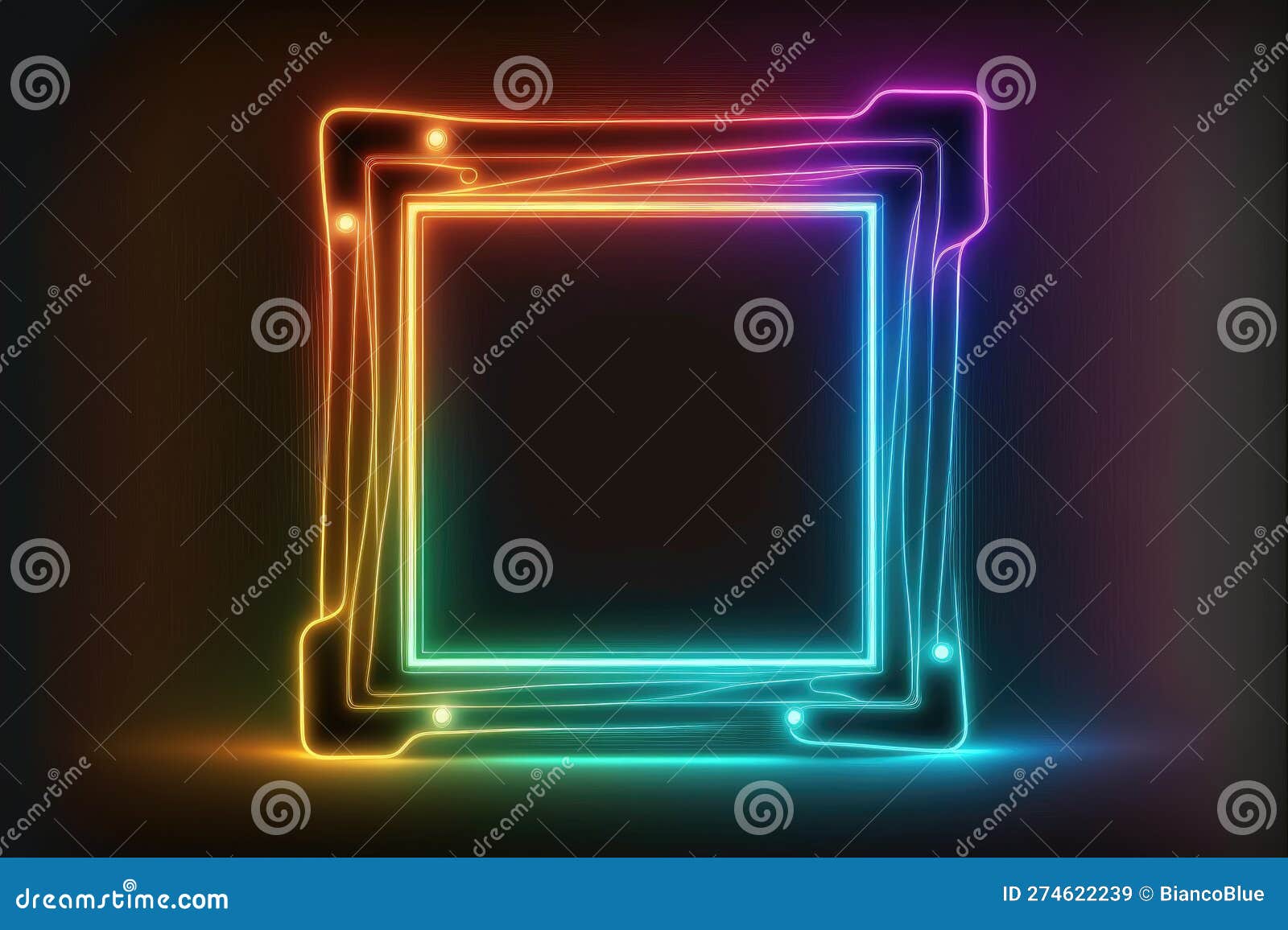 Abstract of Neon Square Shape Isolated on Space Background in Spotlight ...