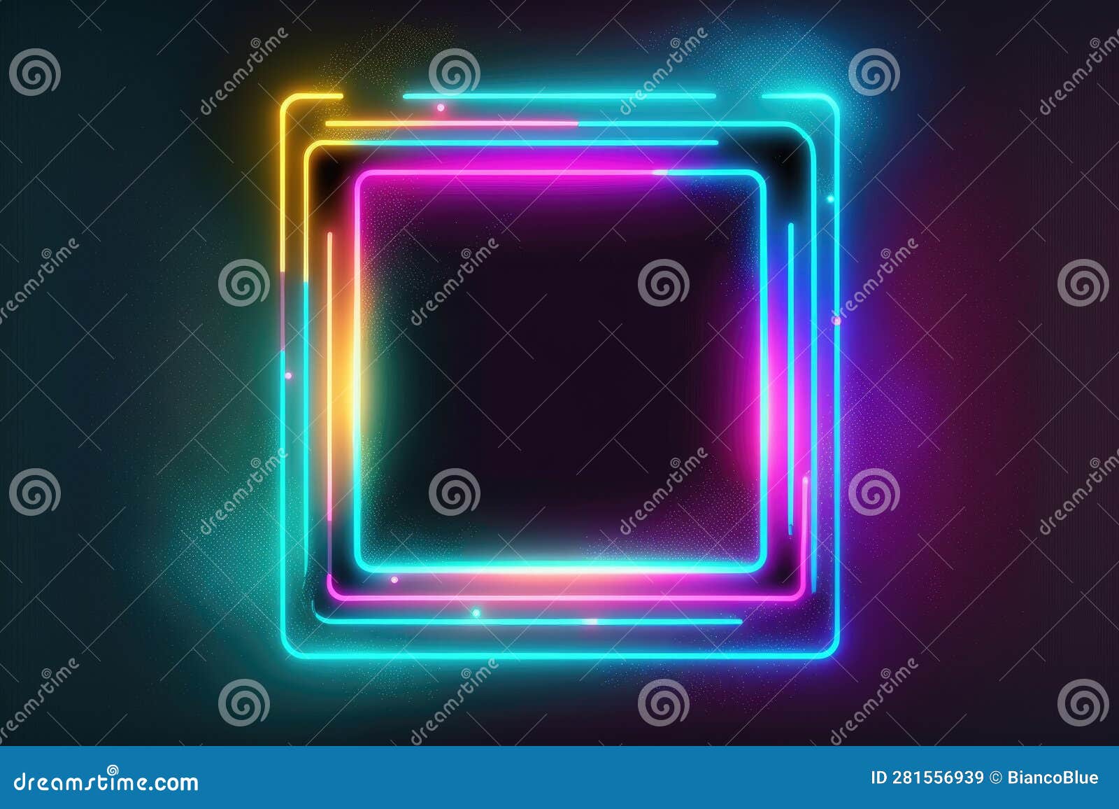 Abstract of Neon Square Shape Isolated on Space Background in Spotlight ...