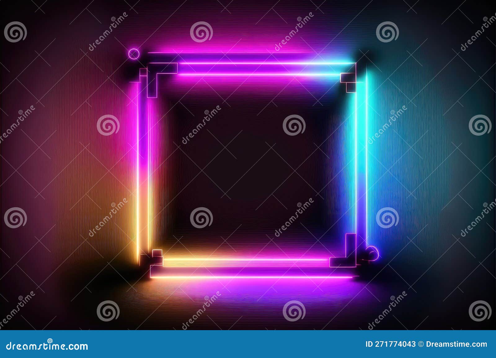 Abstract of Neon Square Shape Isolated on Space Background in Spotlight ...