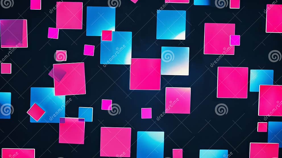 Abstract Neon Squares Pattern on a Dark Background Stock Image - Image ...