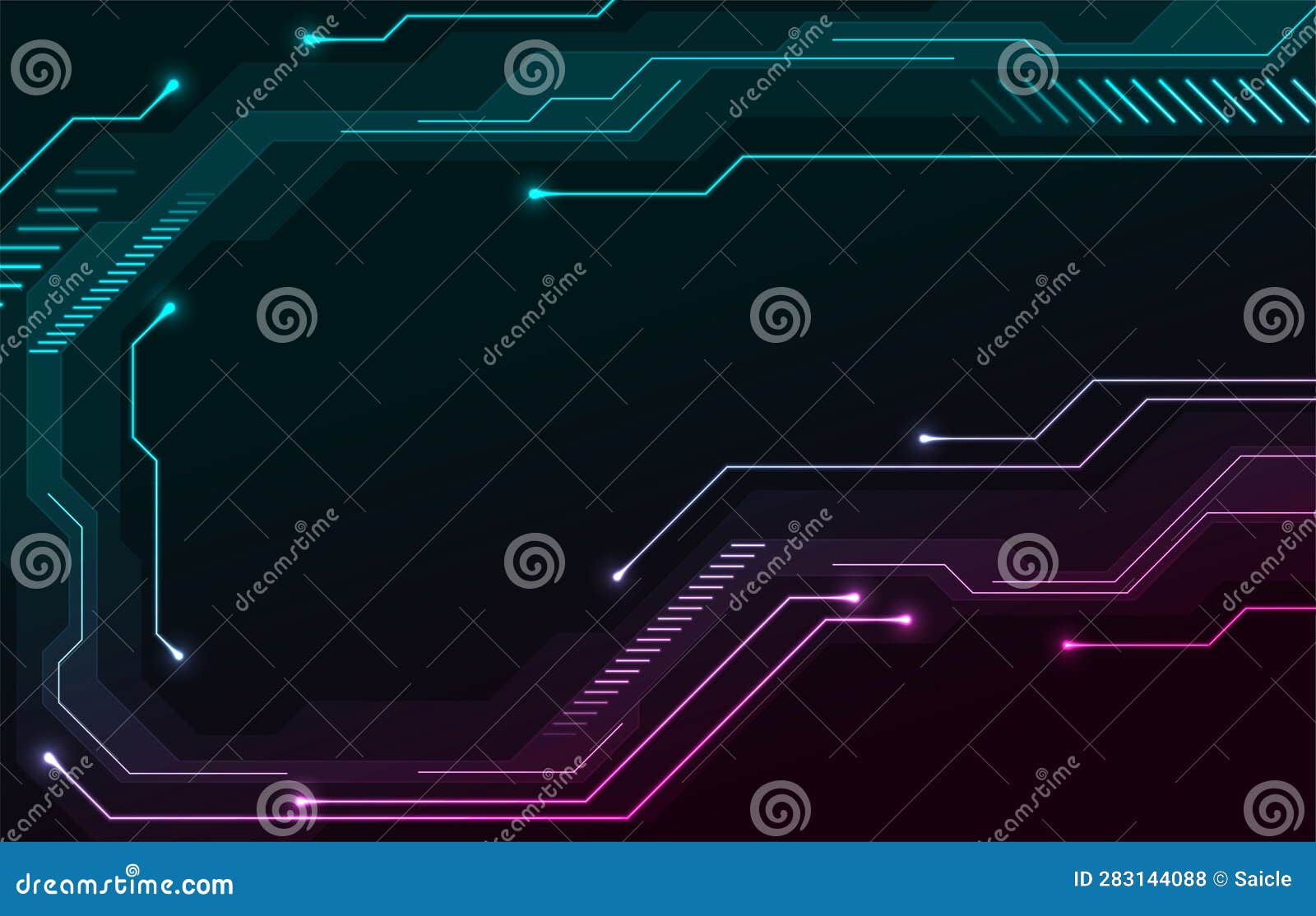 Abstract Neon Technology Background with Circuit Board Lines Stock ...