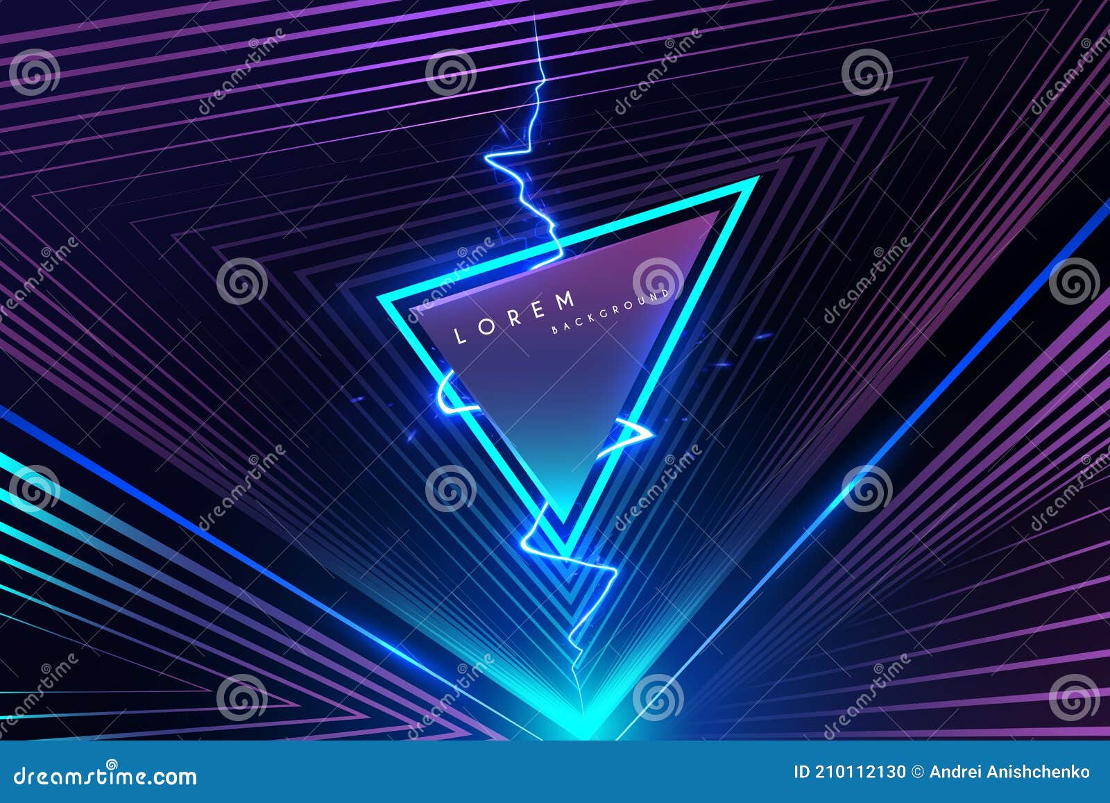 Neon Triangle Synthwave Digital Wireframe Landscape. Retro Futuristic ...