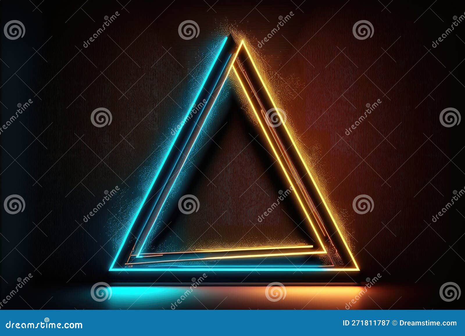 Abstract of Neon Triangle Shape Isolated on Background in Spotlight ...
