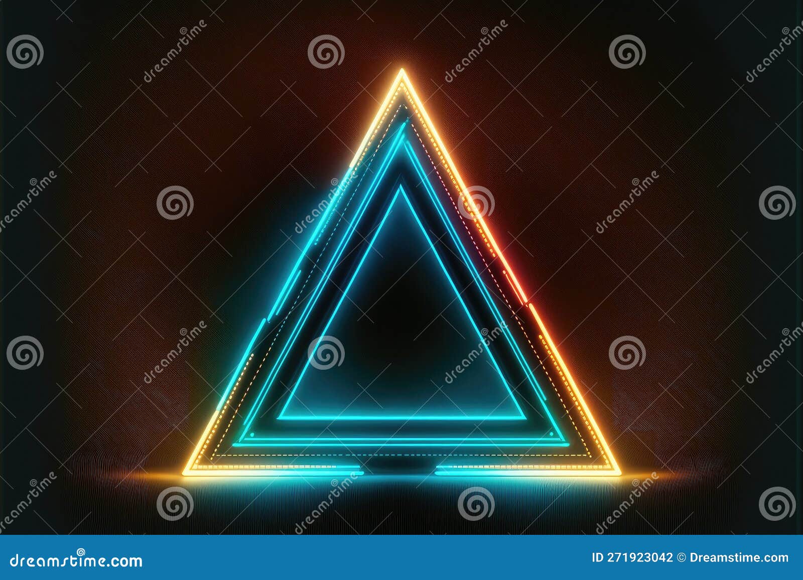 Abstract of Neon Triangle Shape Isolated on Background in Spotlight ...