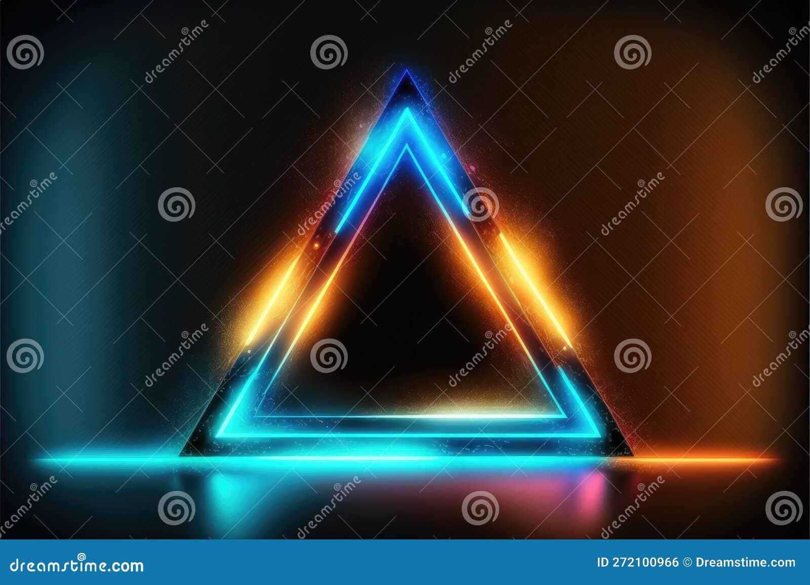 Abstract of Neon Triangle Shape Isolated on Background in Spotlight ...