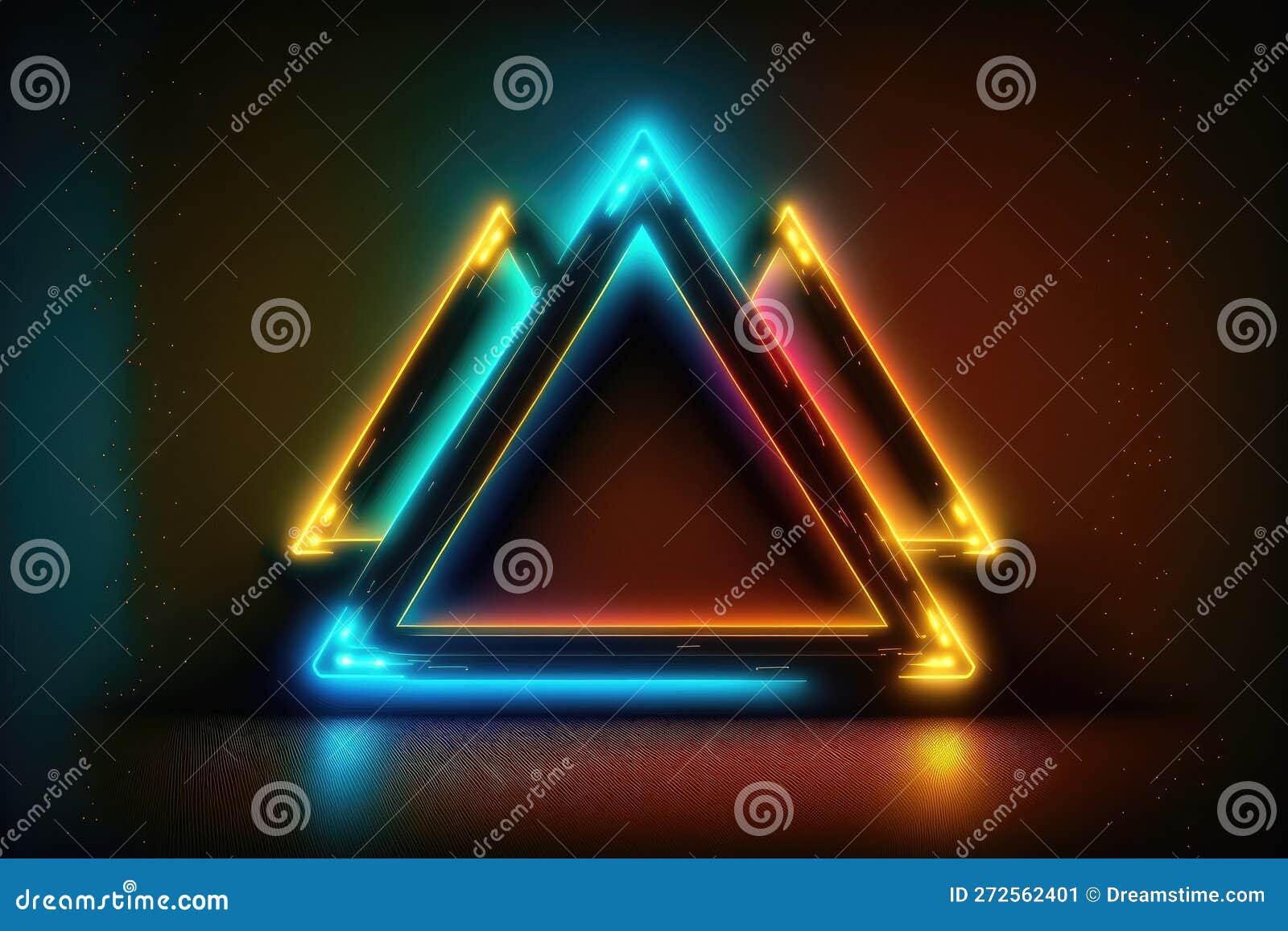 Abstract of Neon Triangle Shape Isolated on Background in Spotlight ...