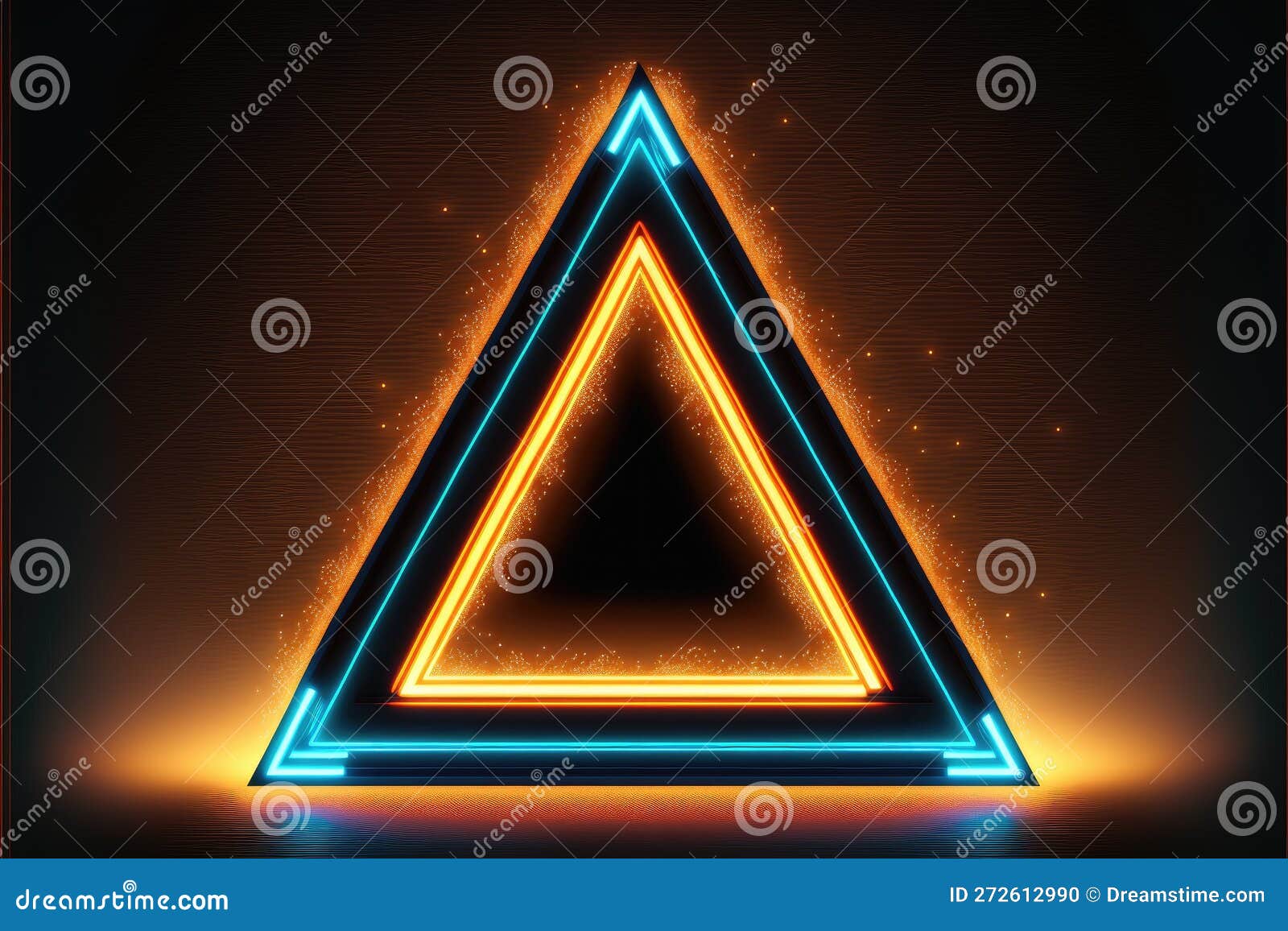 Abstract of Neon Triangle Shape Isolated on Background in Spotlight ...
