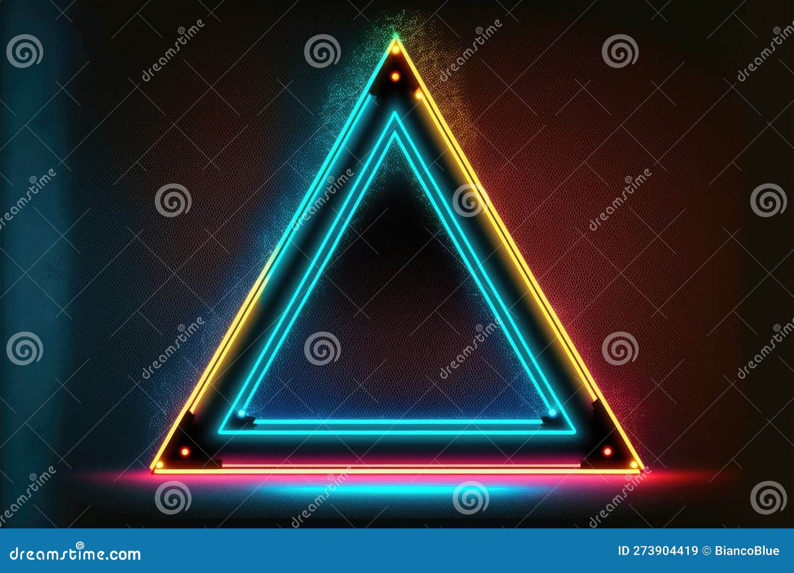 Abstract of Neon Triangle Shape Isolated on Background in Spotlight ...