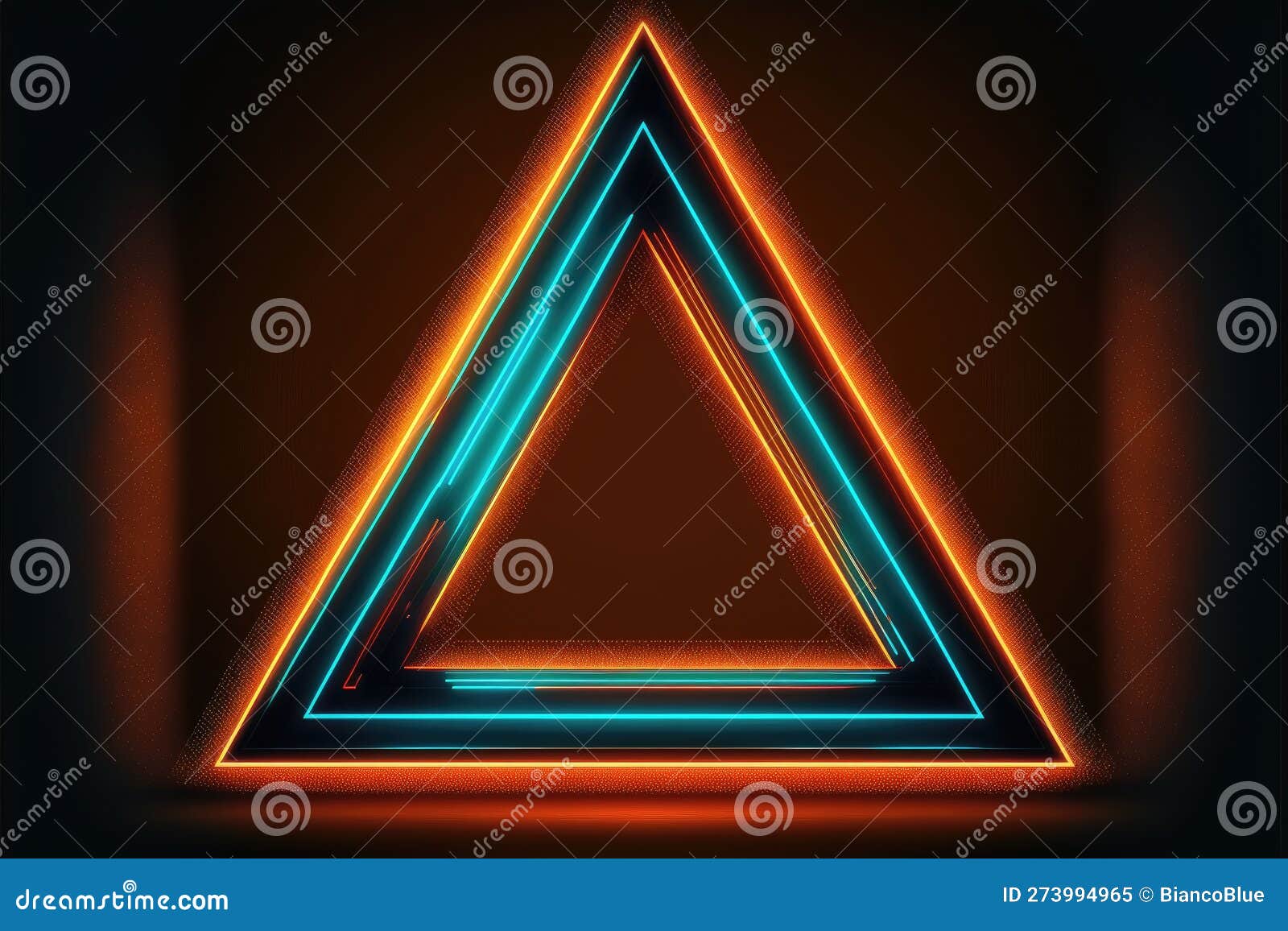Abstract of Neon Triangle Shape Isolated on Background in Spotlight ...