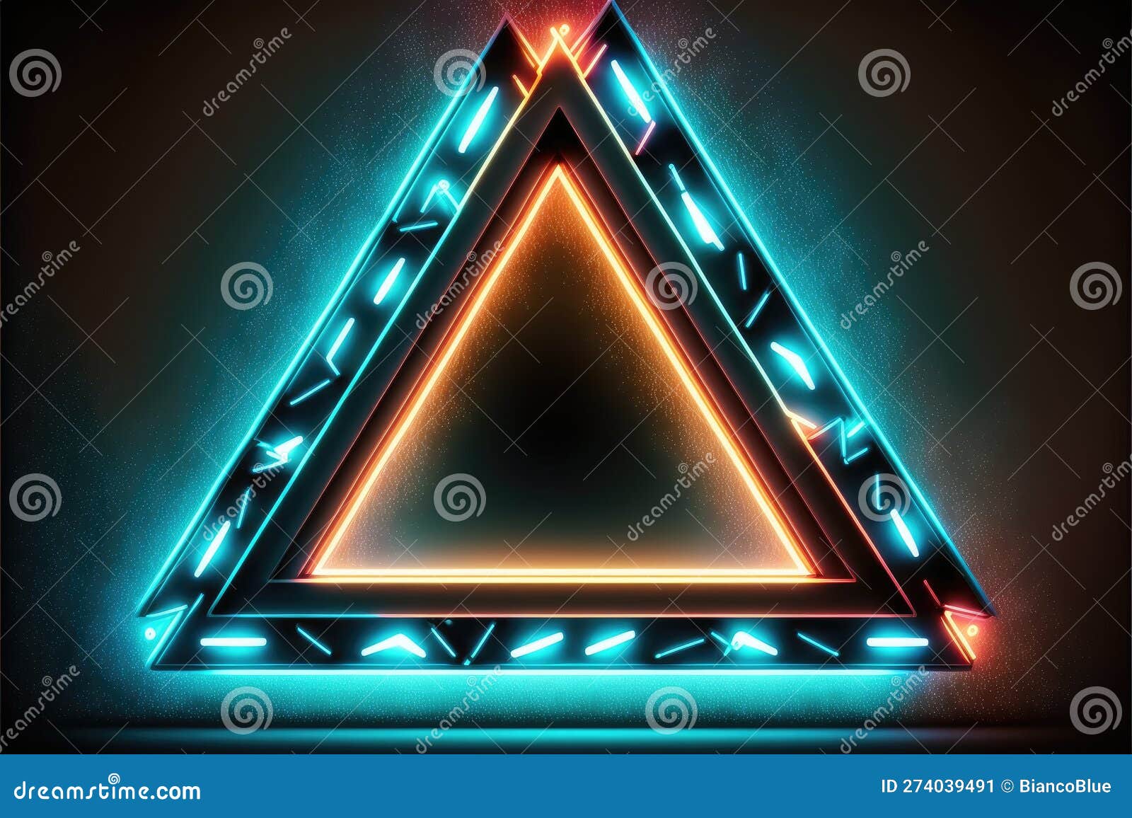 Abstract of Neon Triangle Shape Isolated on Background in Spotlight ...