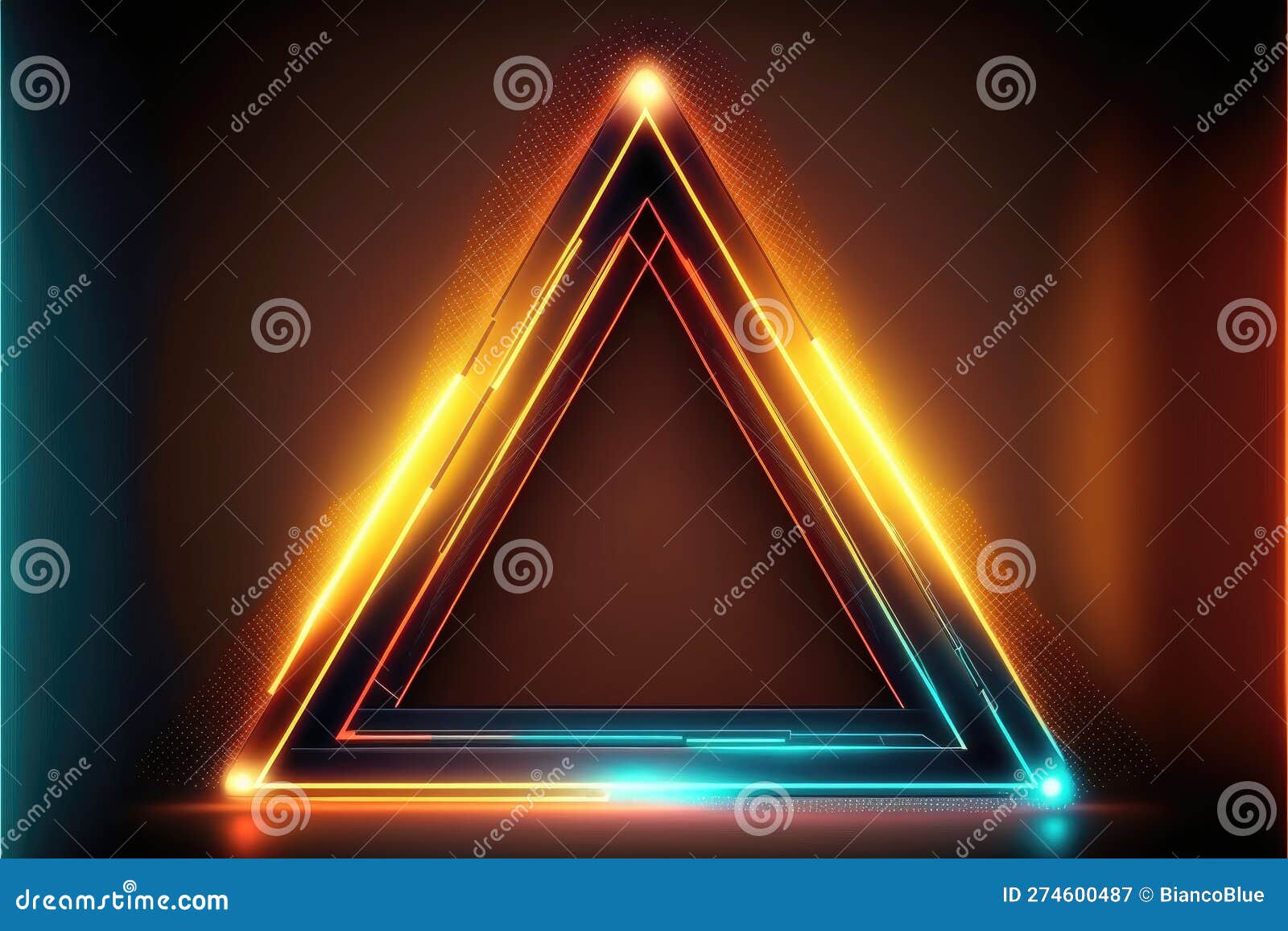 Abstract of Neon Triangle Shape Isolated on Background in Spotlight ...