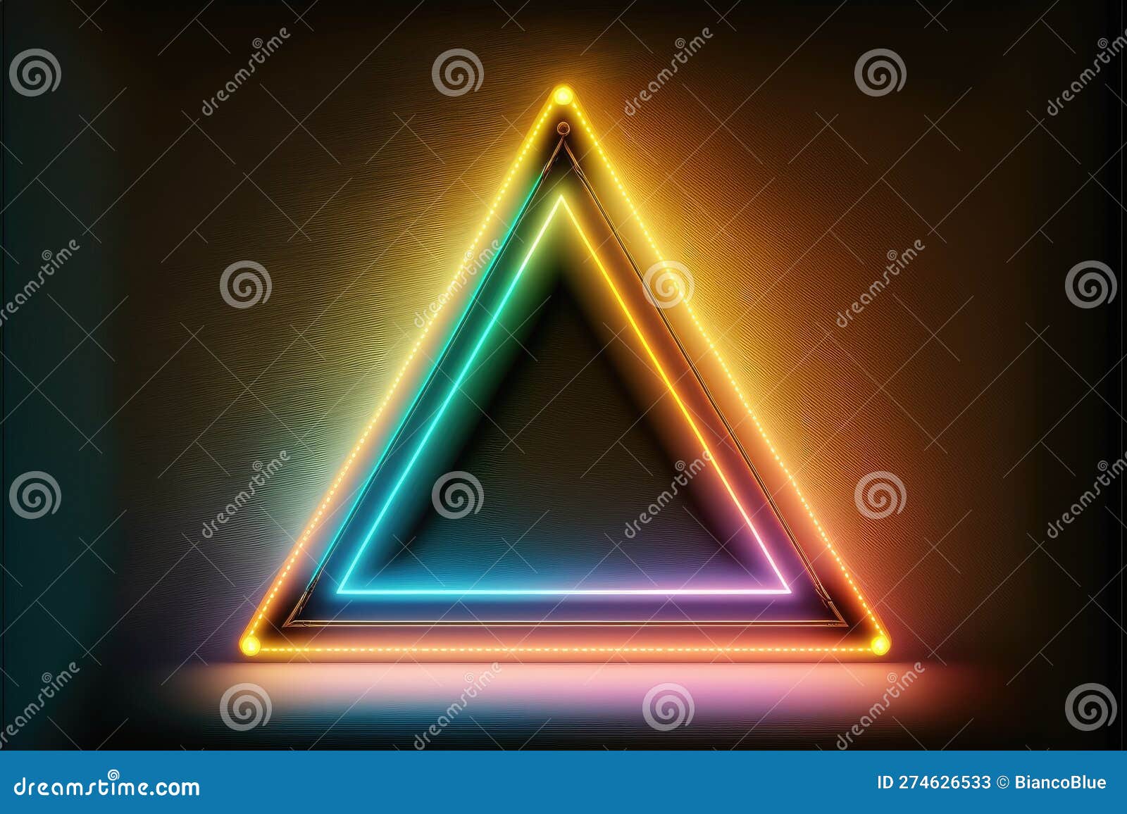 Abstract of Neon Triangle Shape Isolated on Background in Spotlight ...
