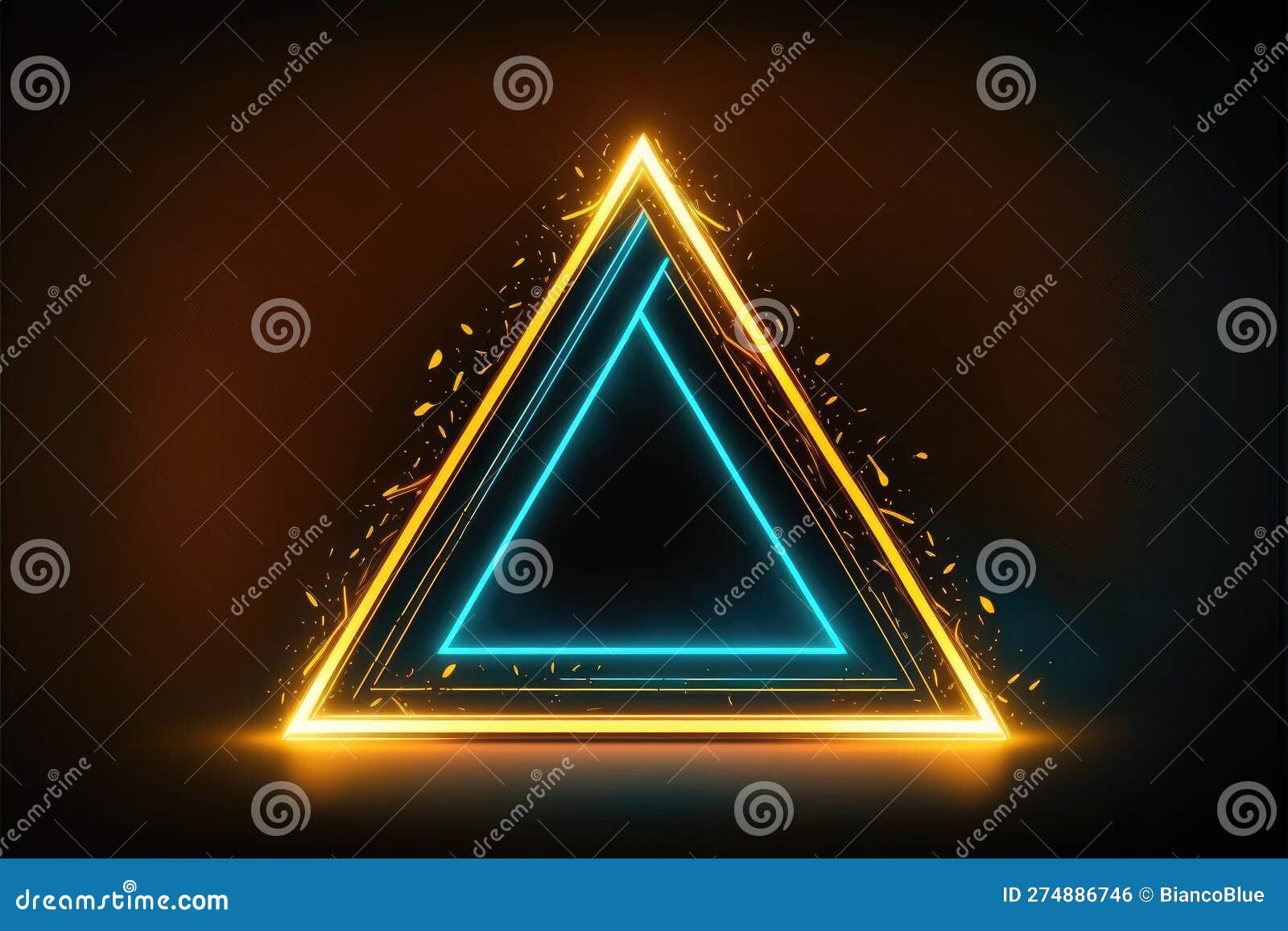 Abstract of Neon Triangle Shape Isolated on Background in Spotlight ...