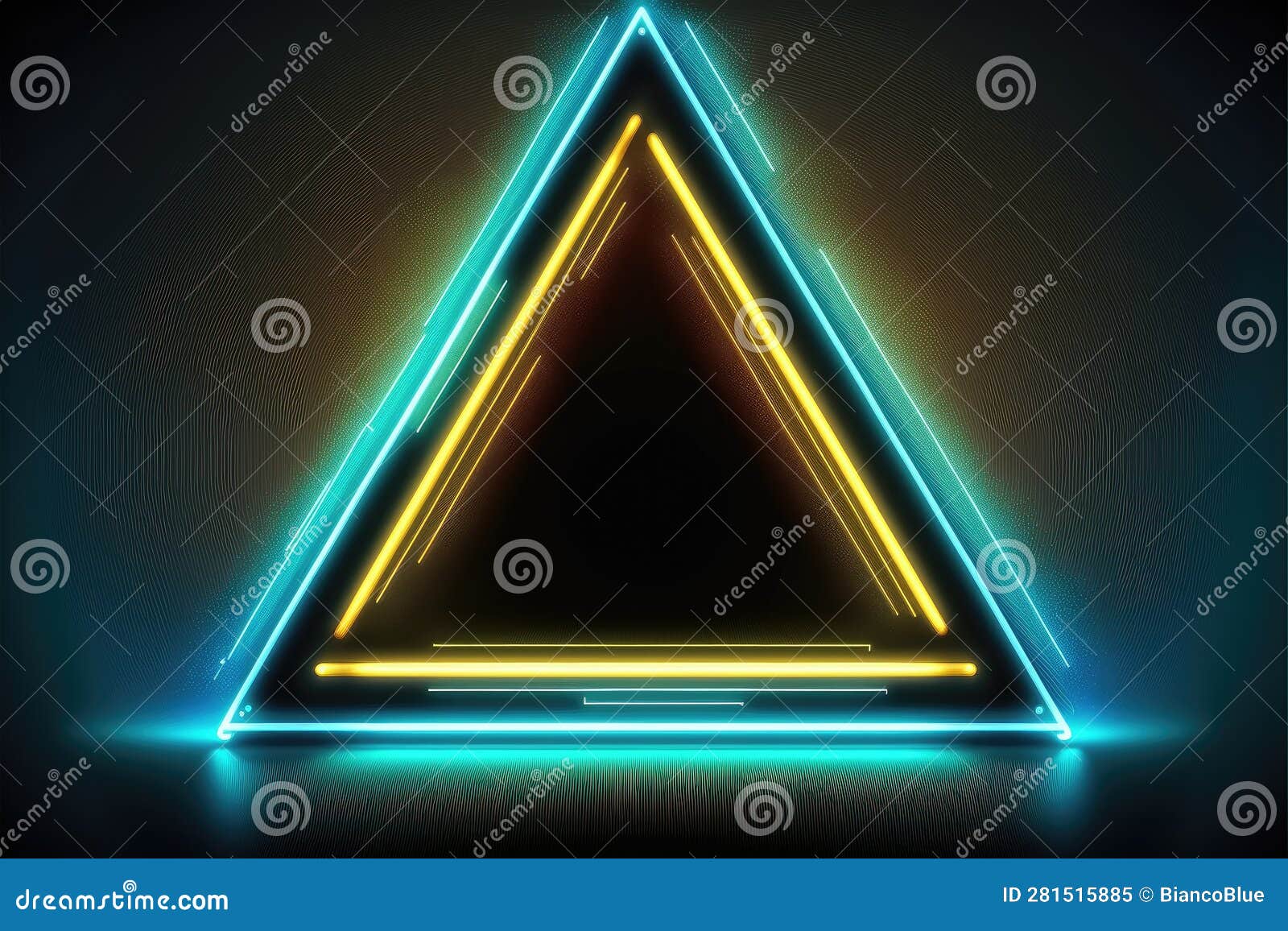 Abstract of Neon Triangle Shape Isolated on Background in Spotlight ...