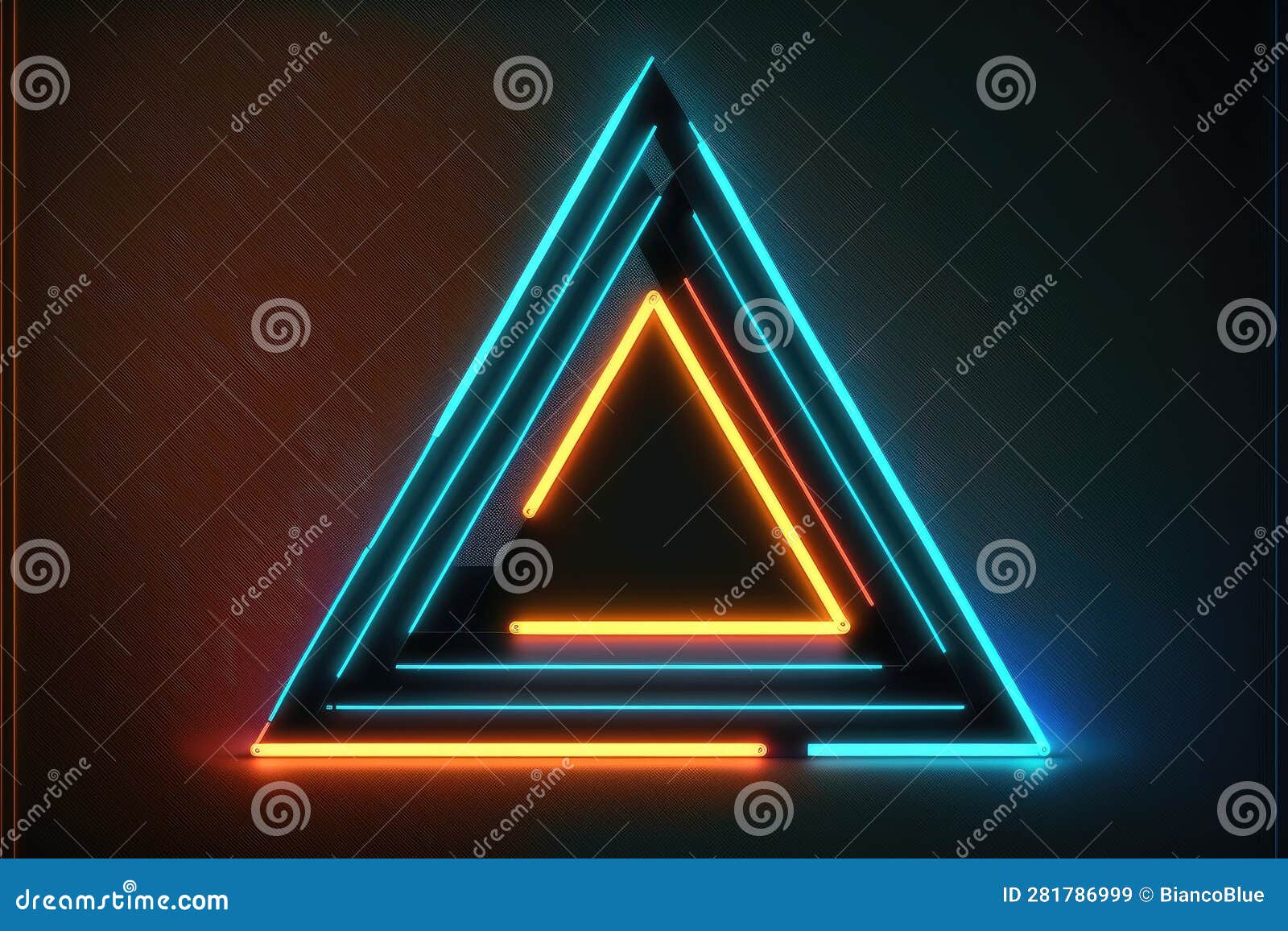 Abstract of Neon Triangle Shape Isolated on Background in Spotlight ...