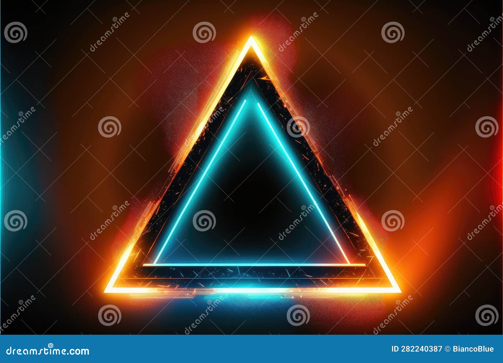 Abstract of Neon Triangle Shape Isolated on Background in Spotlight ...