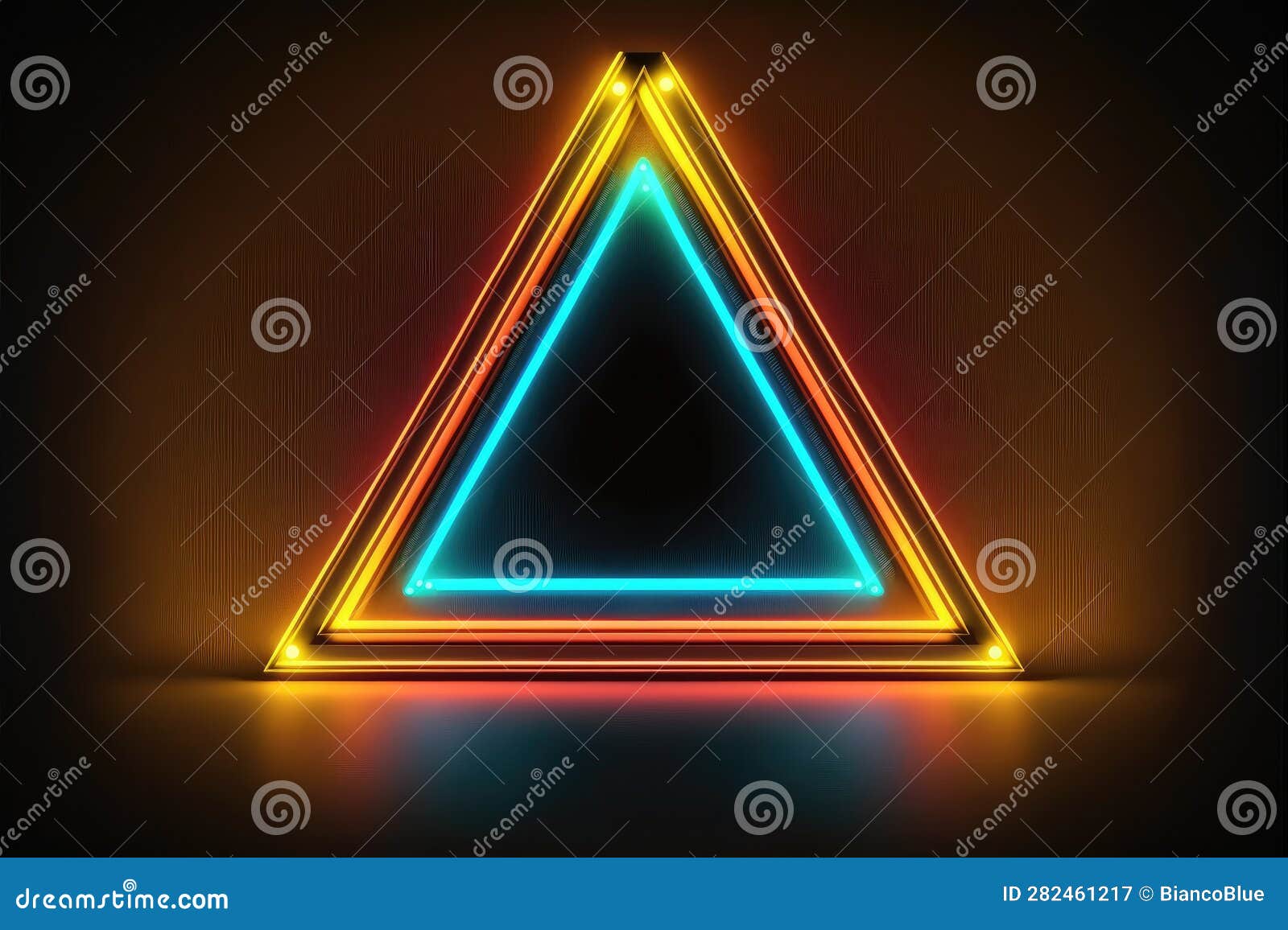 Abstract of Neon Triangle Shape Isolated on Background in Spotlight ...