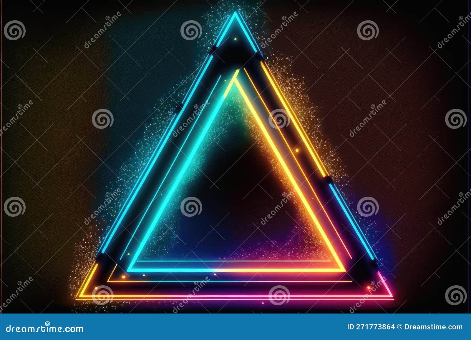 Abstract of Neon Triangle Shape Isolated on Background in Spotlight ...