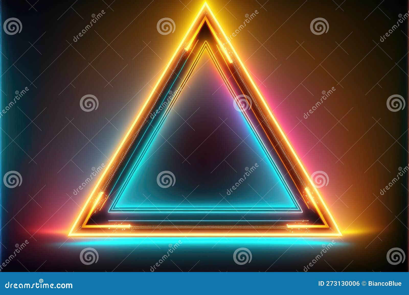Abstract of Neon Triangle Shape Isolated on Background in Spotlight ...