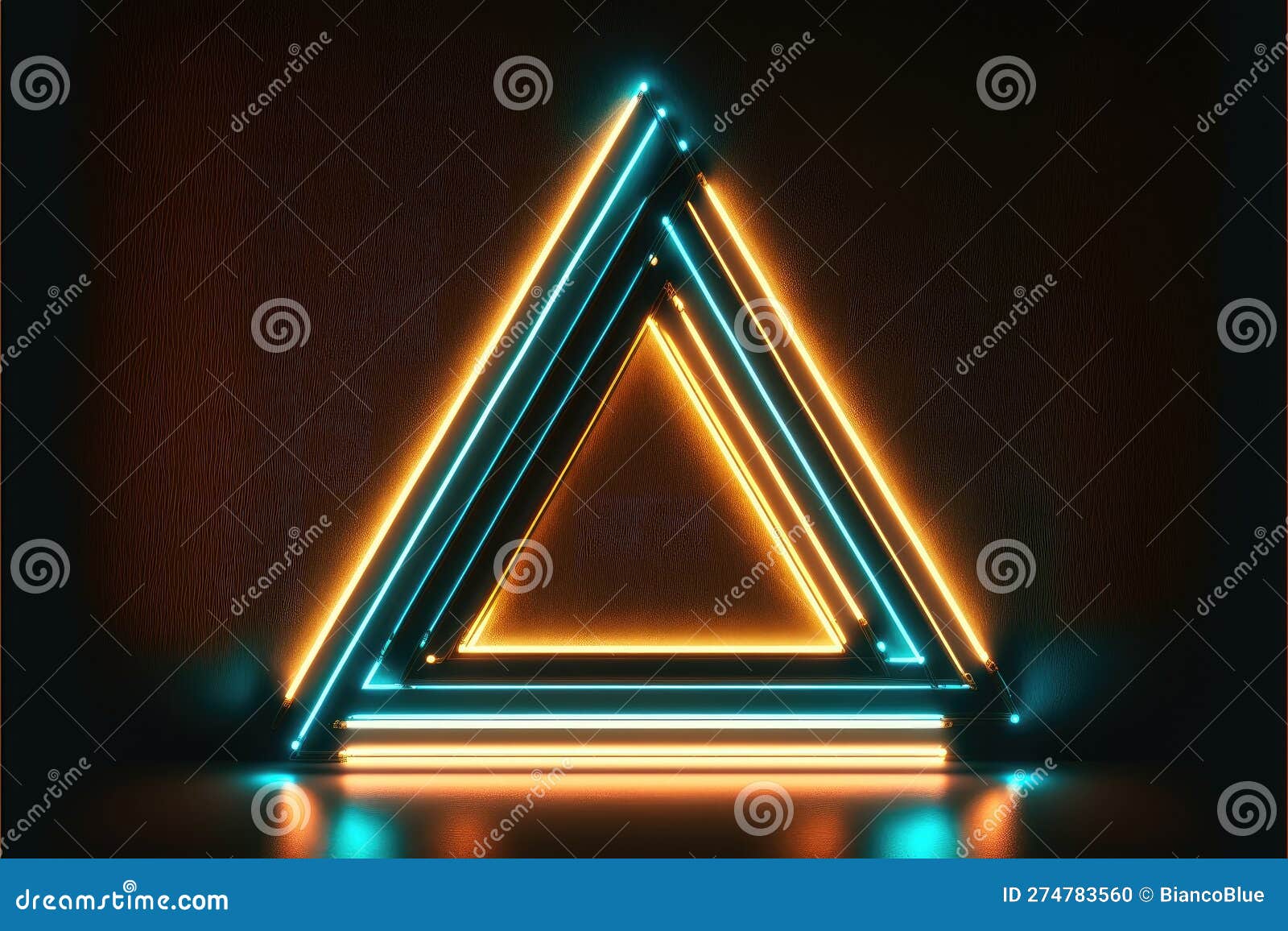 Abstract of Neon Triangle Shape Isolated on Background in Spotlight ...