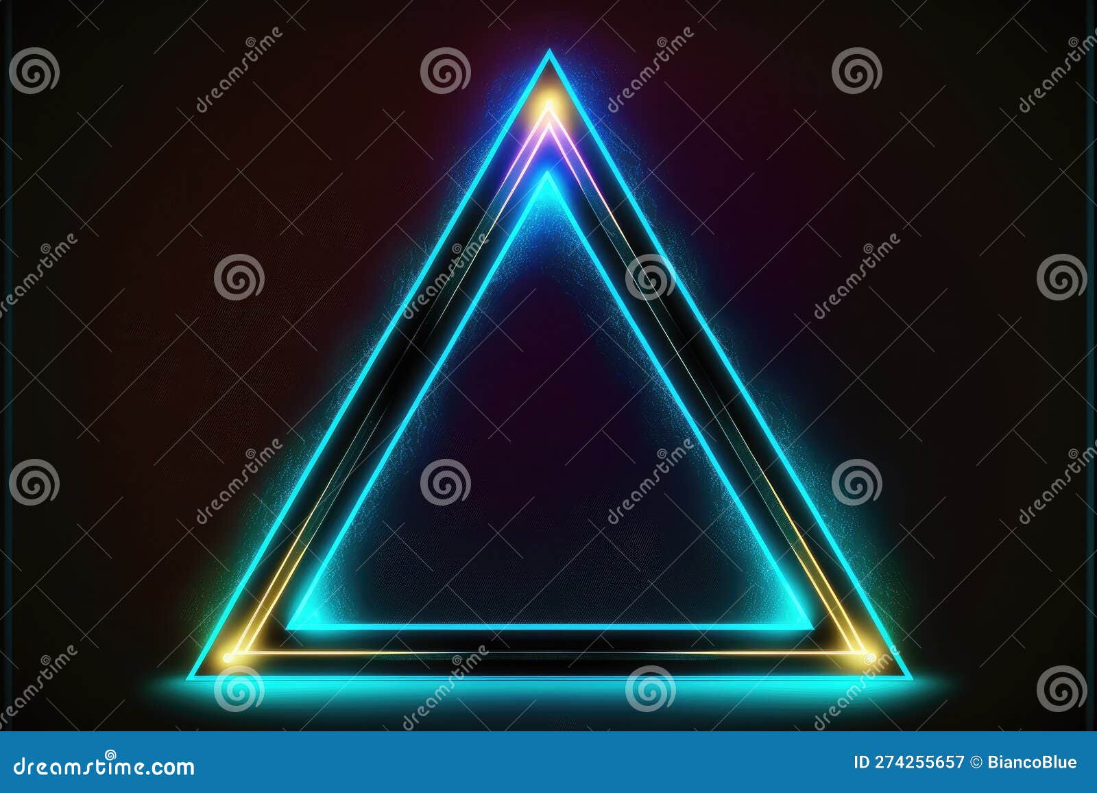 Abstract of Neon Triangle Shape Isolated on Background in Spotlight ...