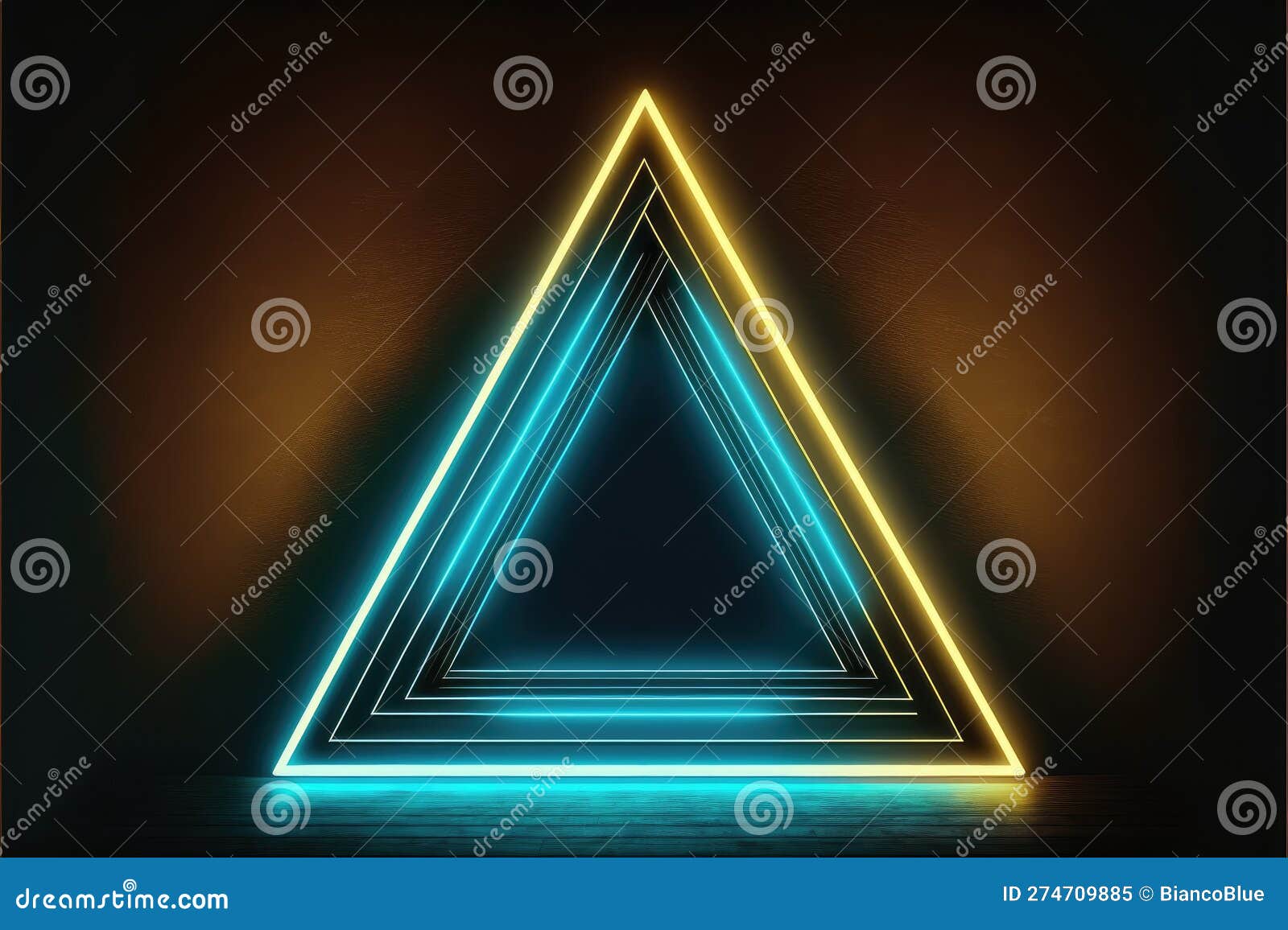 Abstract of Neon Triangle Shape Isolated on Background in Spotlight ...