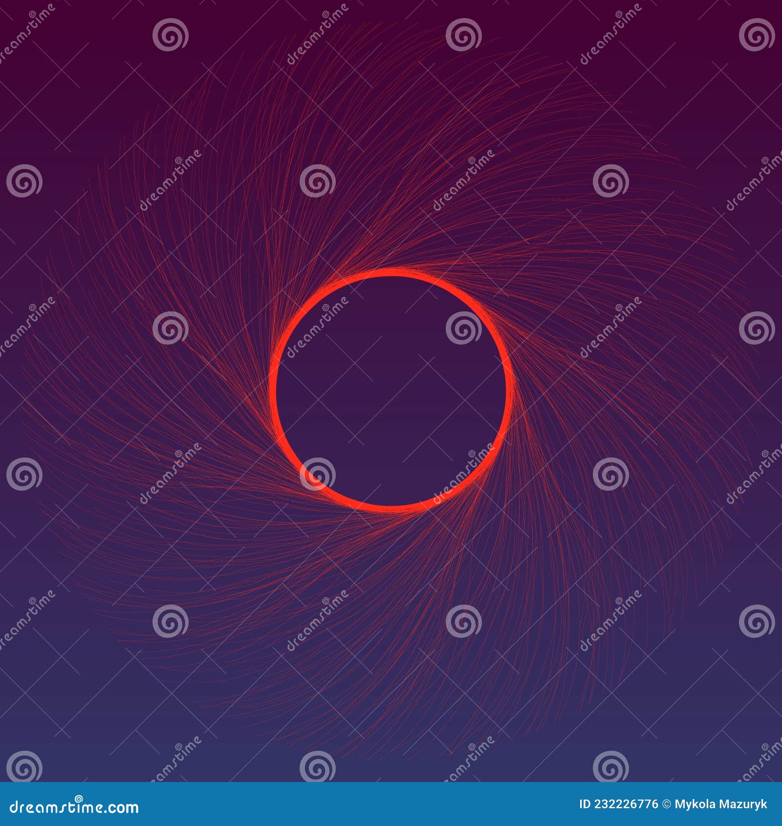 Abstract Neon Twisted Sun Background Over Dark Stock Vector ...