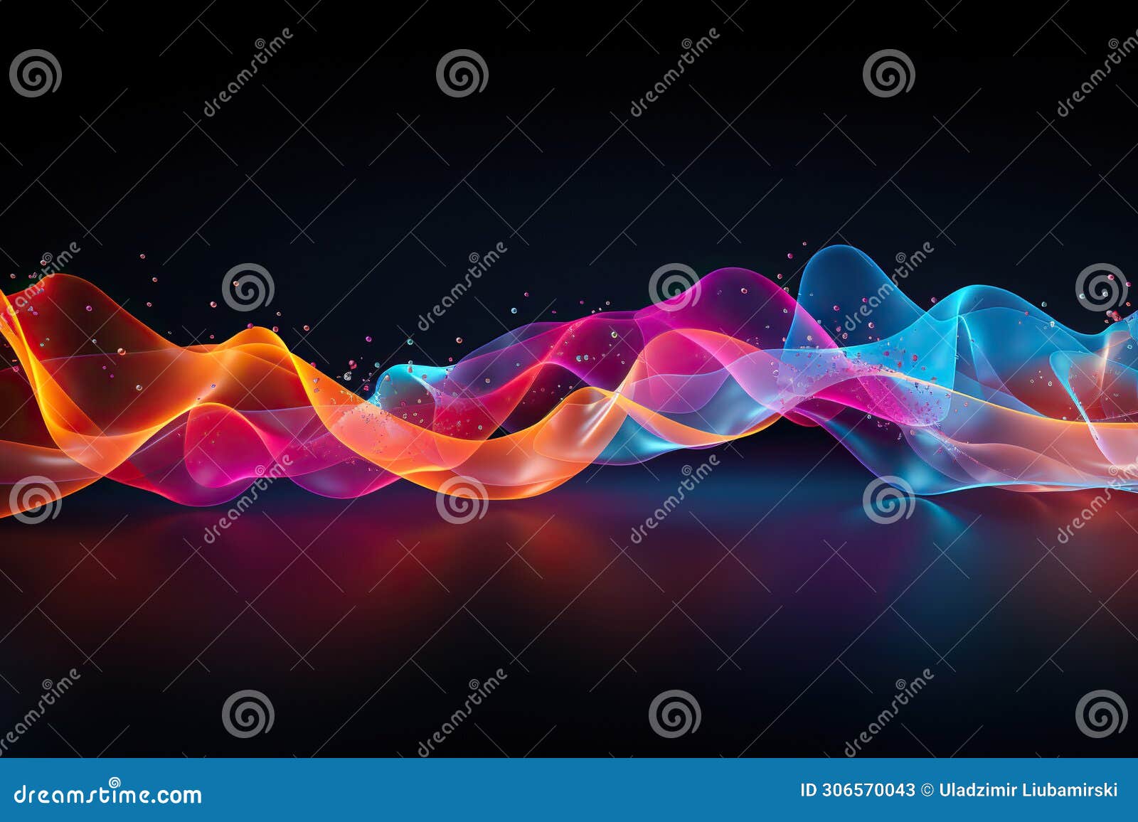 Abstract Neon Wave Pattern with Liquid Effect. Place for Text ...