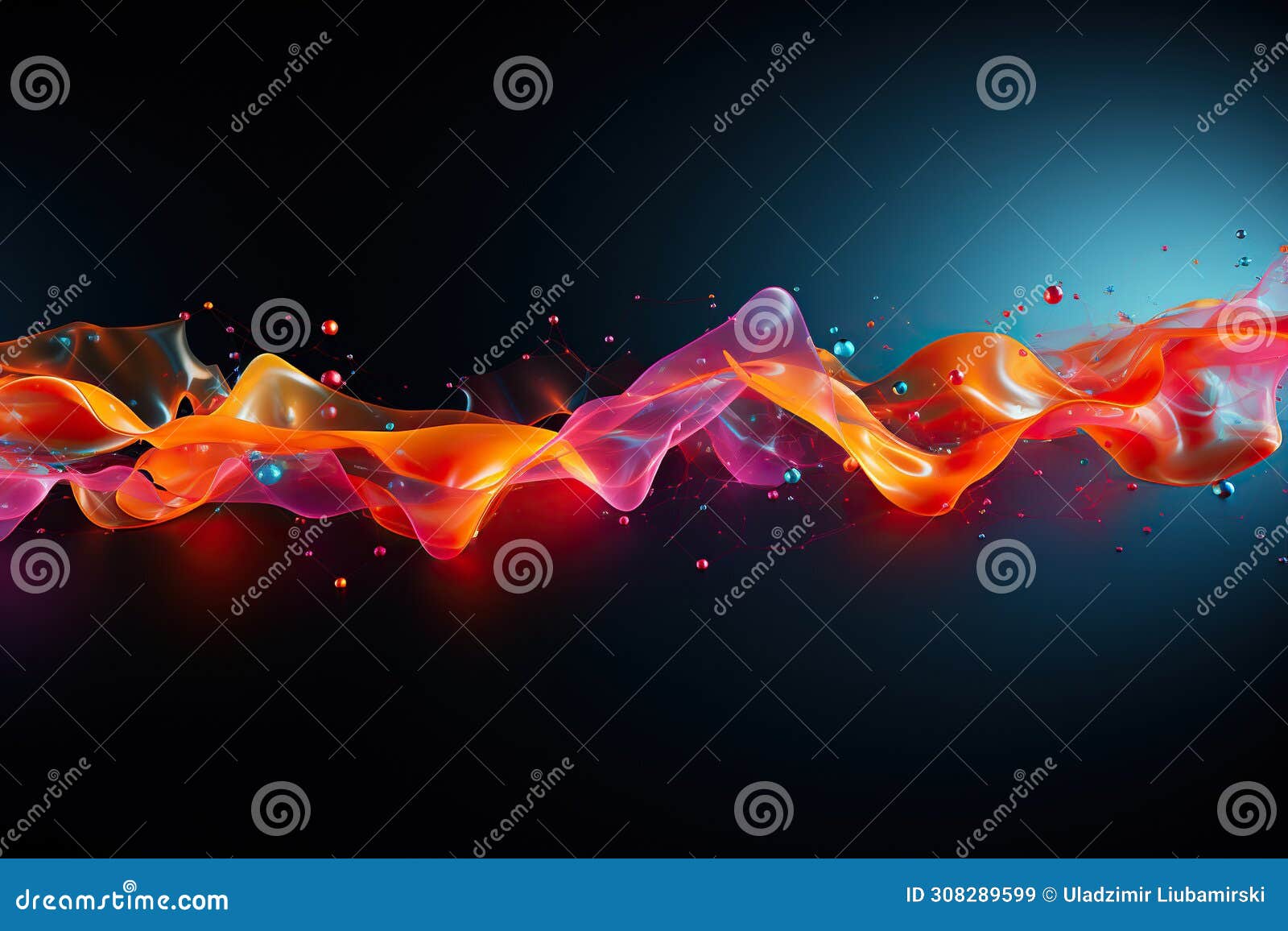 Abstract Neon Wave Pattern with Liquid Effect. Place for Text ...