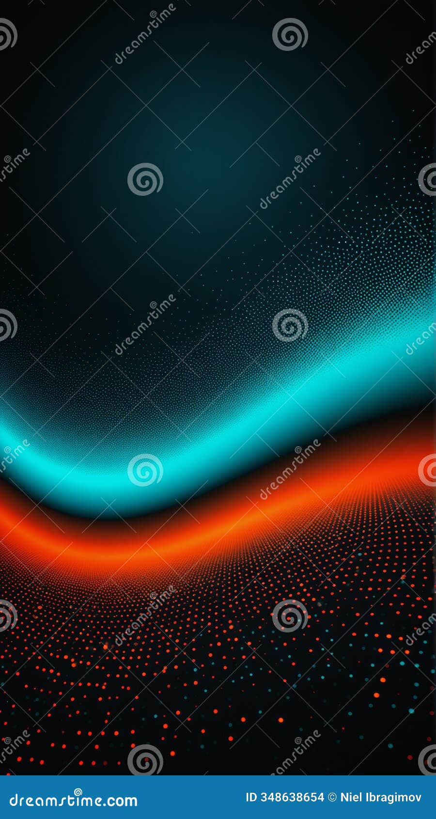 Abstract Neon Wave Pattern with Red and Blue Dotted Gradient on Dark ...