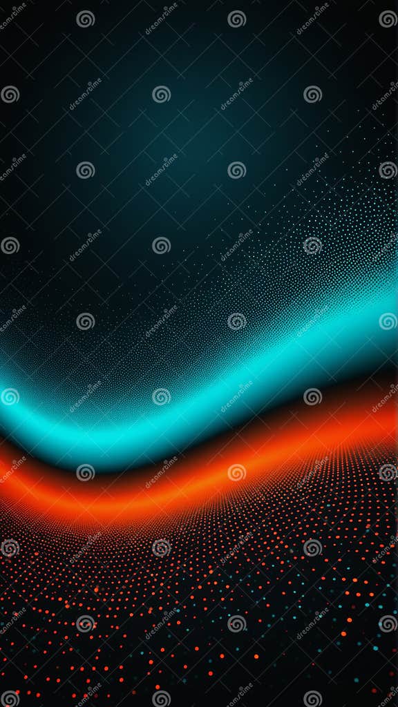 Abstract Neon Wave Pattern with Red and Blue Dotted Gradient on Dark ...