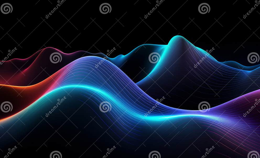 Abstract Neon Waveforms on Black Background. Electric Vibes of Neon ... Abstract Neon Waveforms on Black Background. Electric Vibes of Neon ...