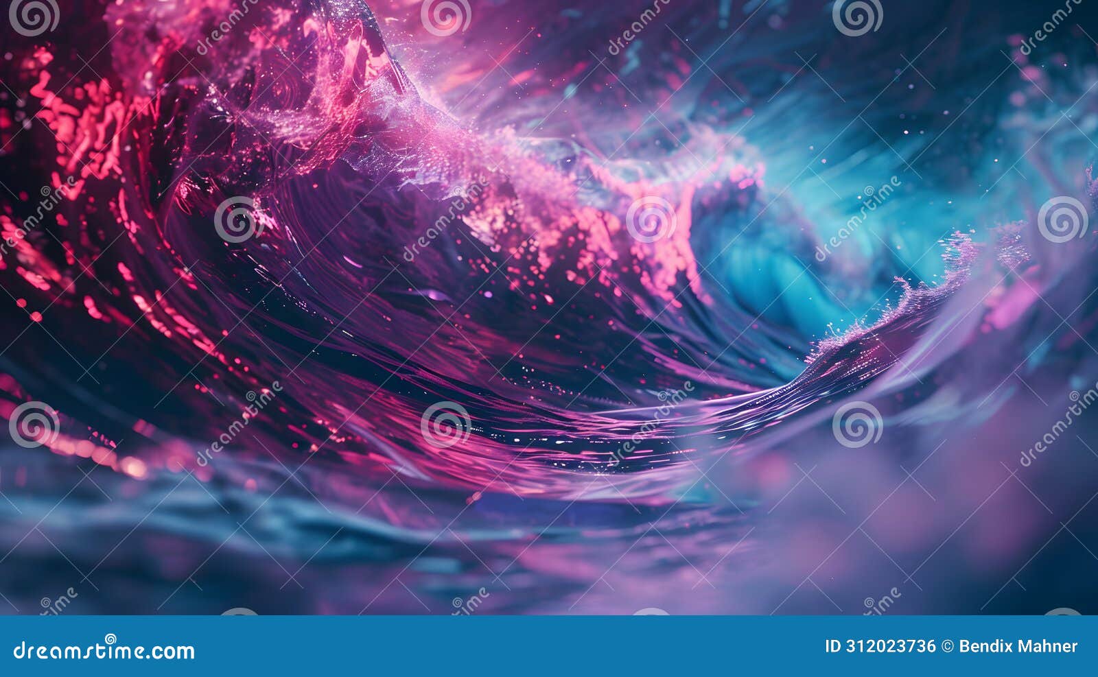 Abstract Neon Waves Collide with Digital Background in Vibrant Display ...