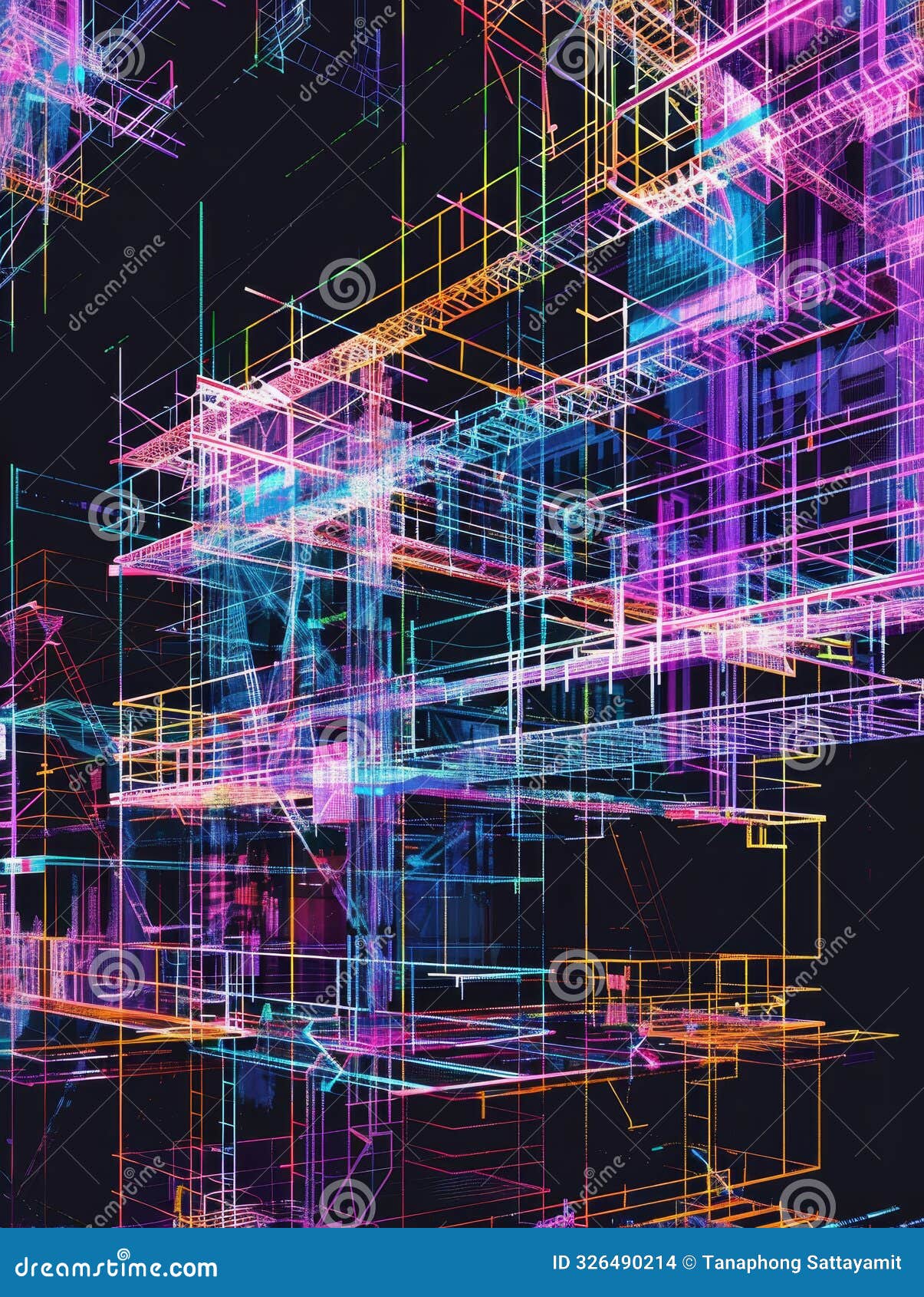 Abstract Neon Wireframe a Mesmerizing Abstract Image with Neon Lines ...