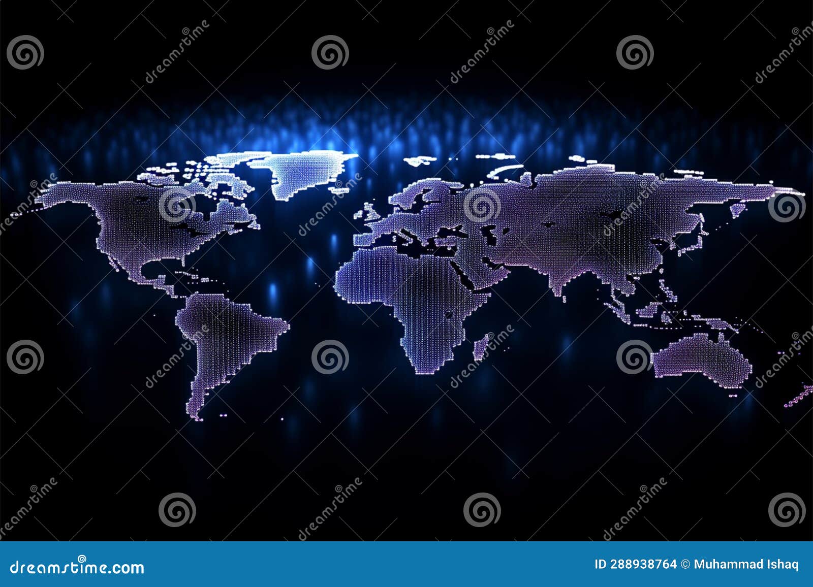 Abstract Neon World Map Created from Dots Symbolizes Globalization ...