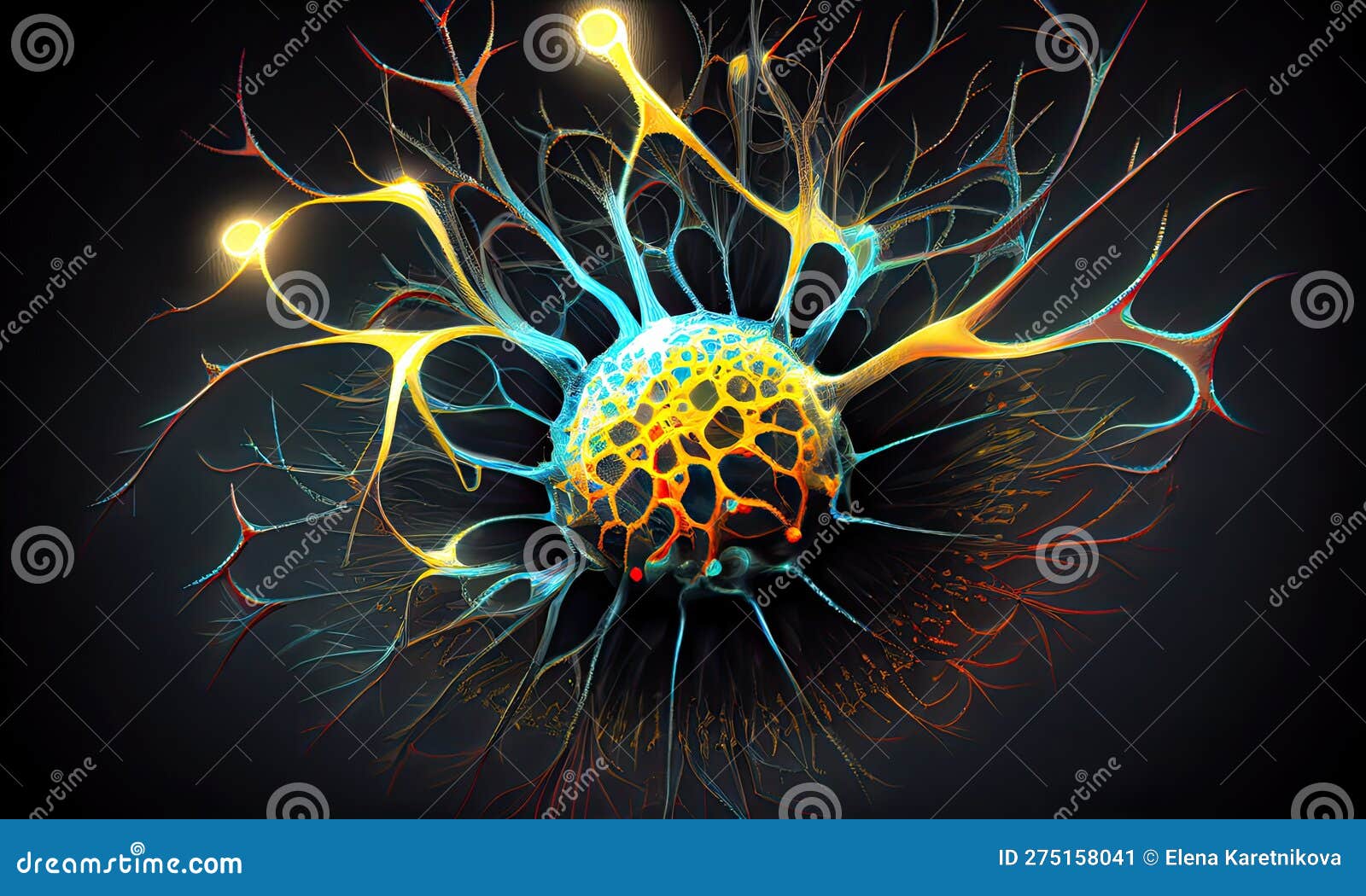 Abstract Nerve Cell Close-up, Illustration, Generative AI Stock ...