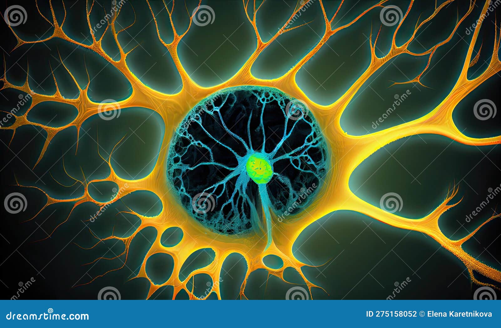 Abstract Nerve Cell Close-up, Illustration, Generative AI Stock ...