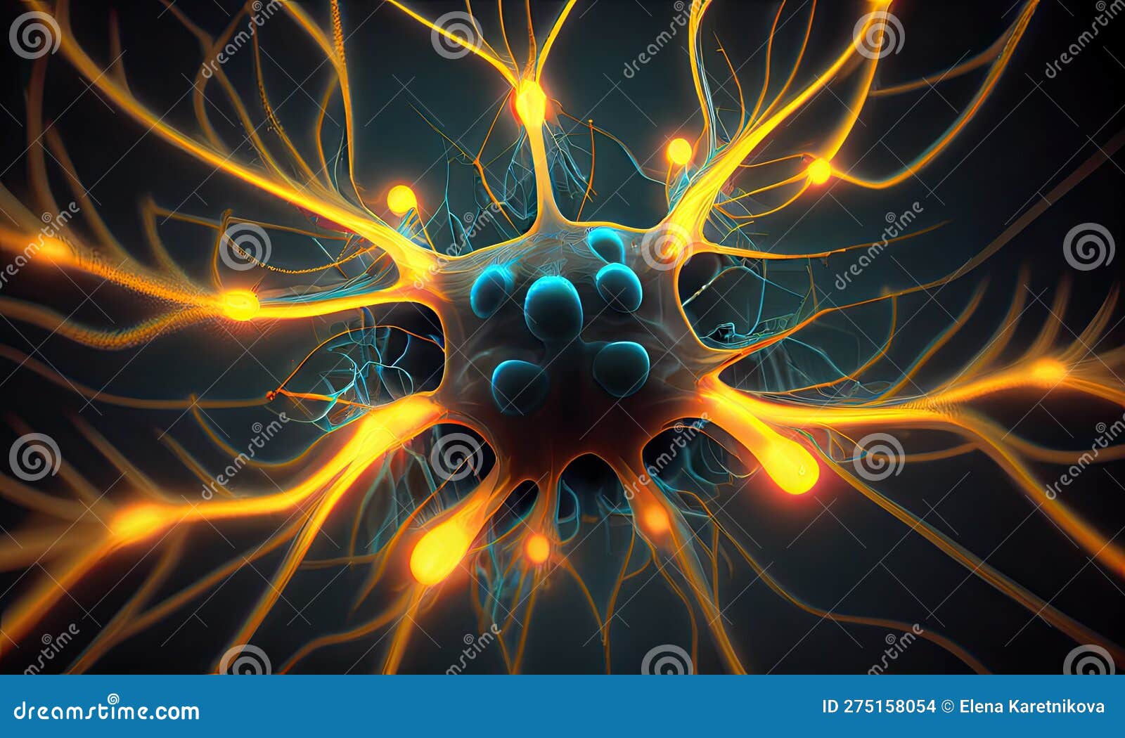 Abstract Nerve Cell Close-up, Illustration, Generative AI Stock ...