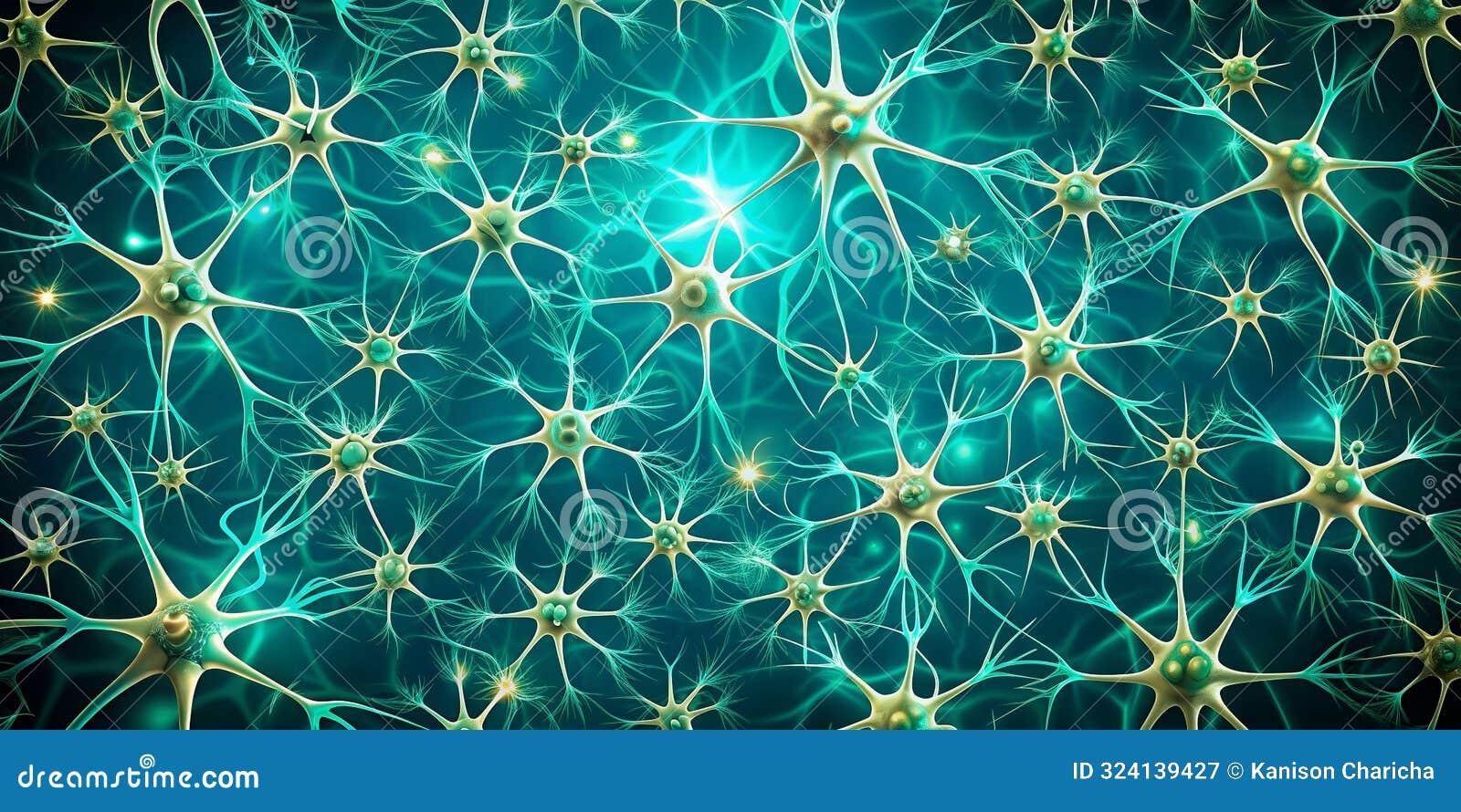Abstract Nerve Cell Patterns on Teal Seamless Repeatable Background ...