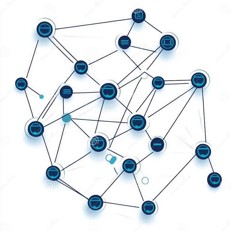 Abstract Network Architecture with Interconnected Nodes and Lines in a Modern Digital Design ...