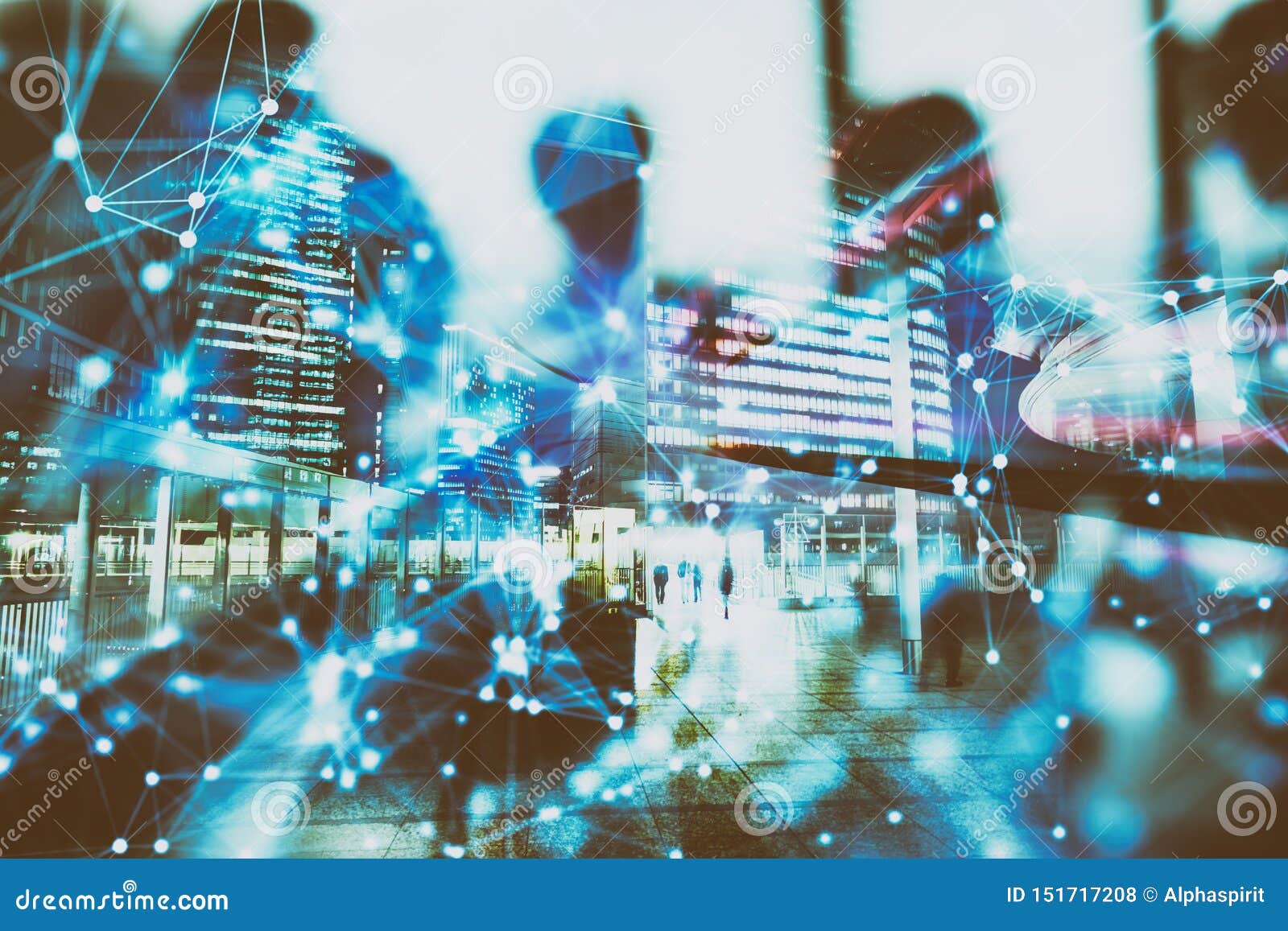 Abstract Network Background Concept with Double Exposure and Network ...