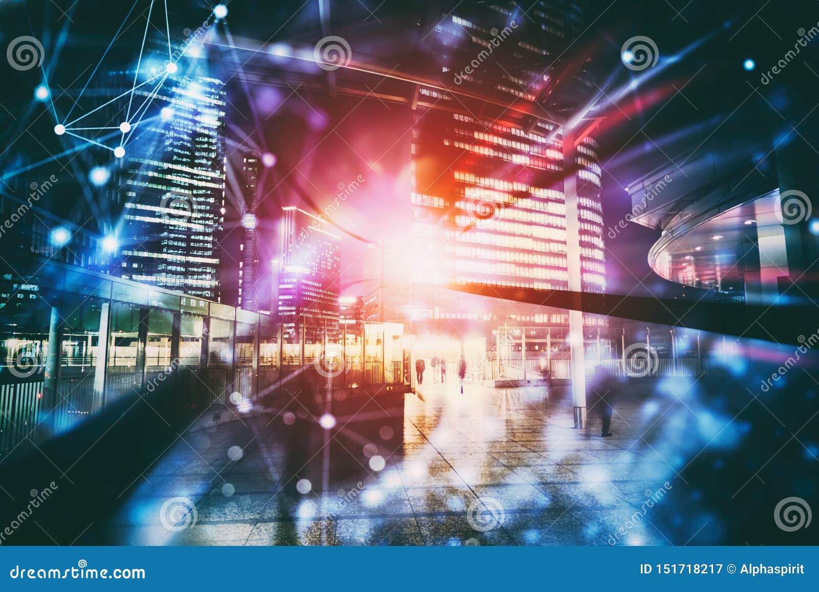 Abstract Network Background Concept with Double Exposure and Network ...