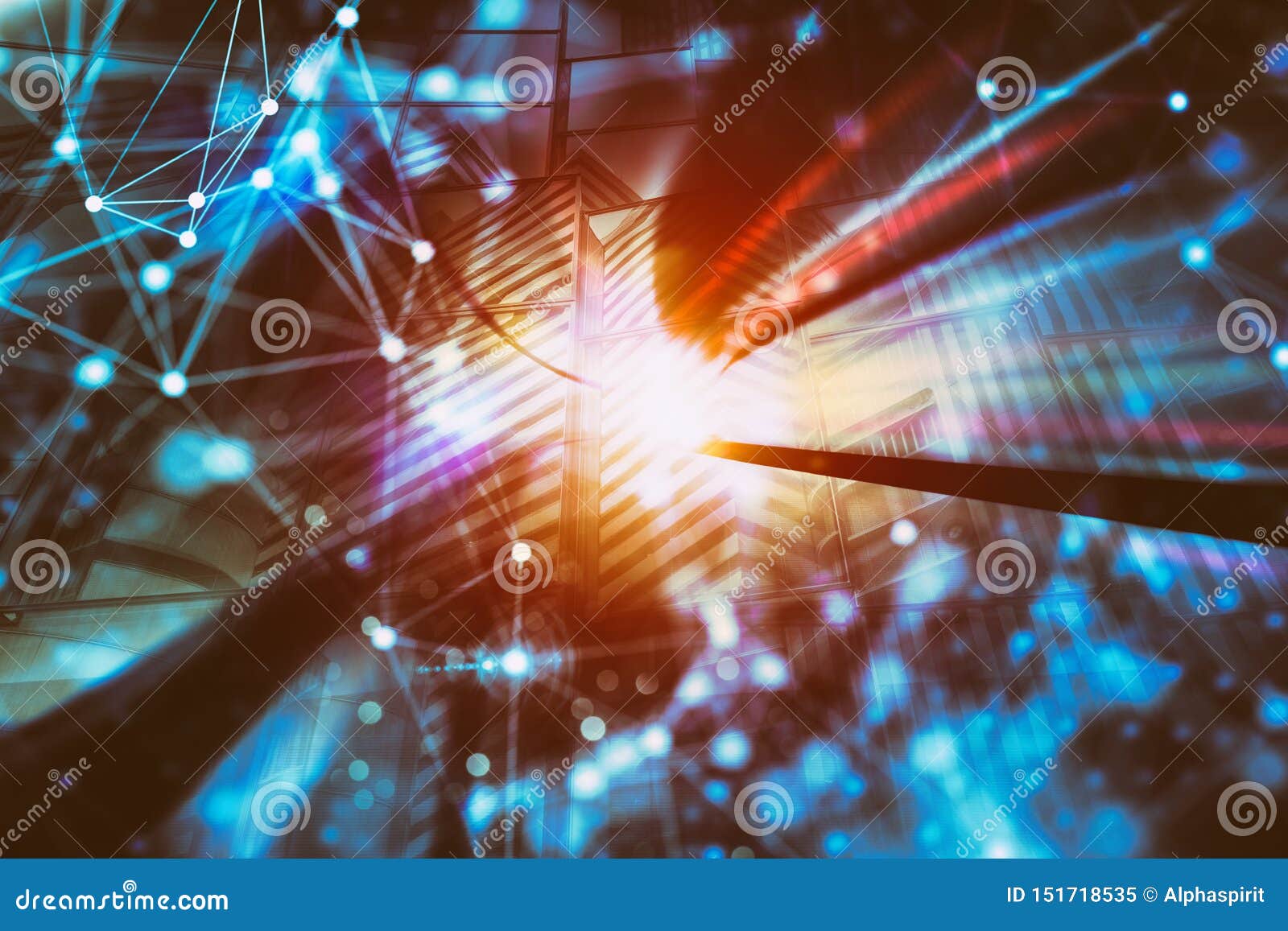 Abstract Network Background Concept with Double Exposure and Network ...