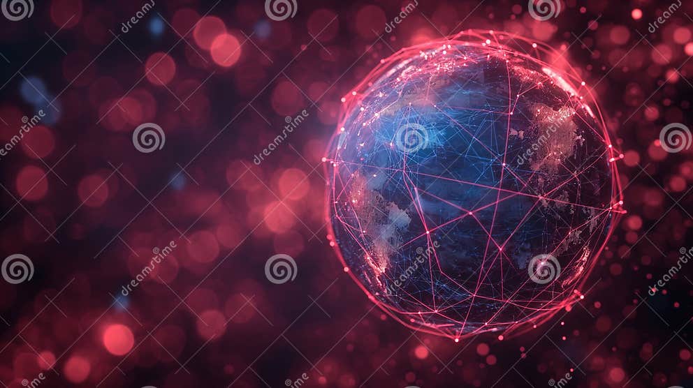 Abstract Network Concept with World Globe. Internet and Global ...