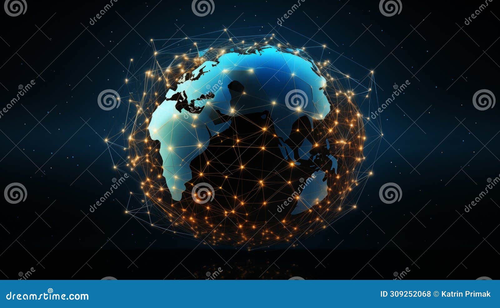 Abstract Network Concept with World Globe. Internet and Global ...