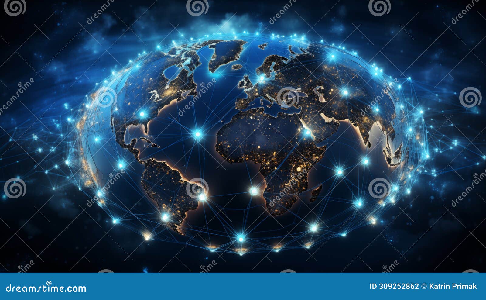 Abstract Network Concept with World Globe. Internet and Global ...