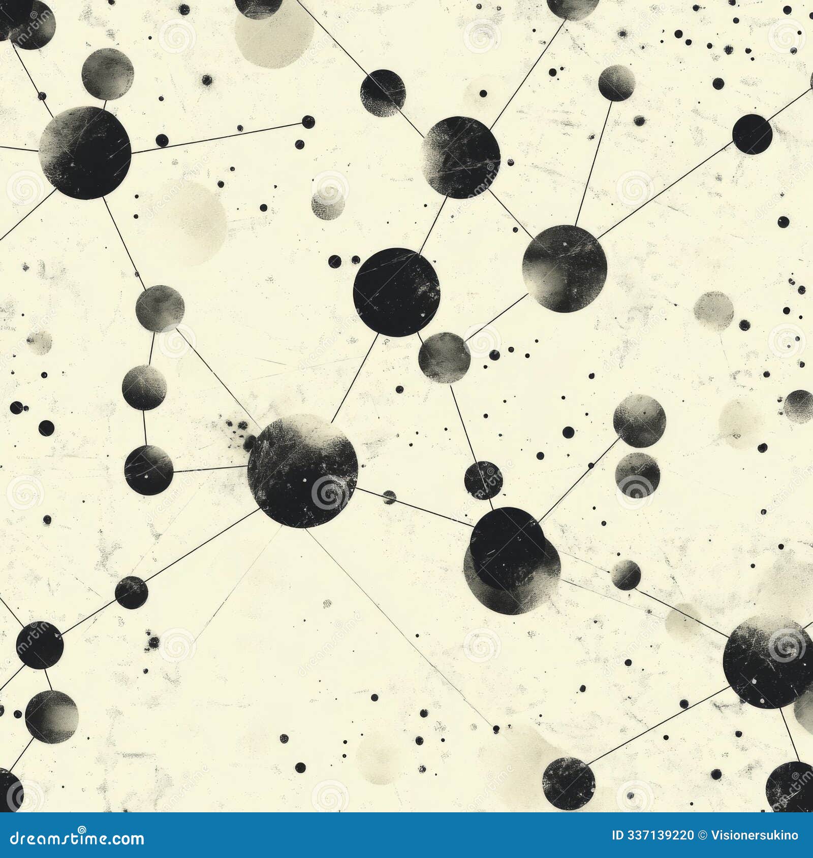 Abstract Network of Connected Black Circles on a White Background Stock ...